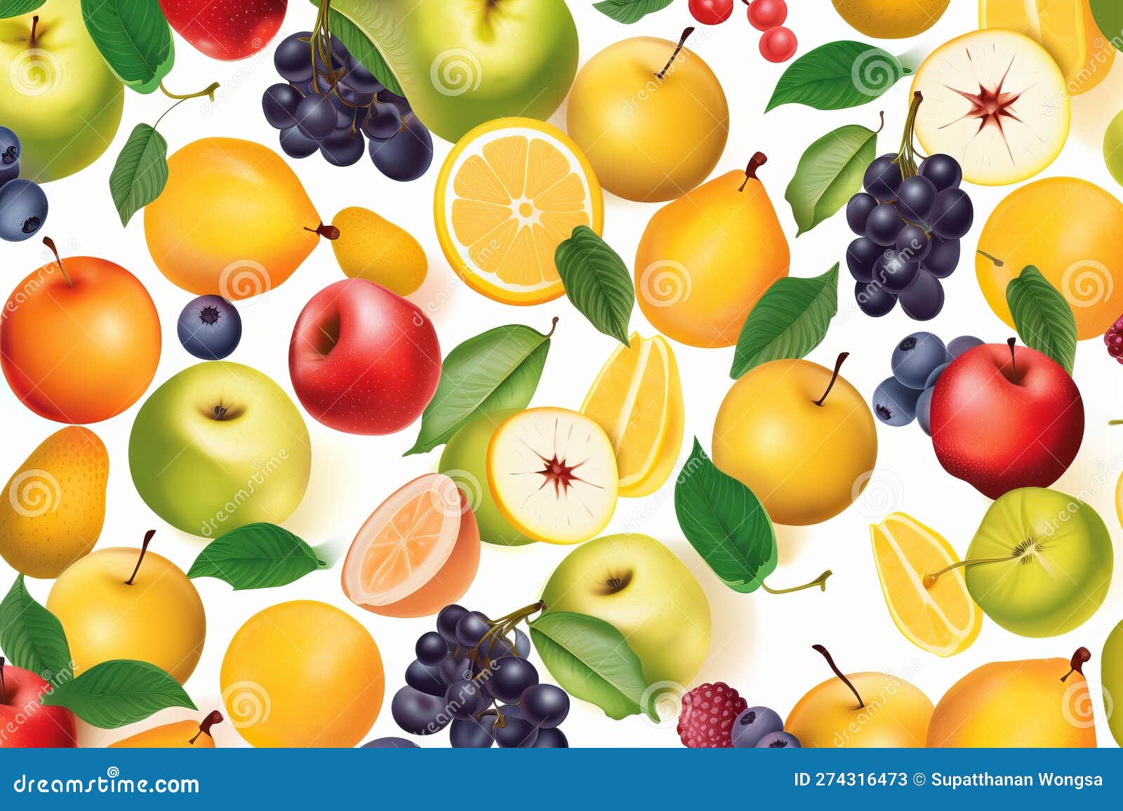 Seamless Pattern Fruit Illustration Stock Illustration - Illustration ...