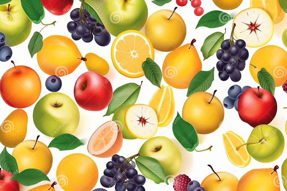 Seamless Pattern Fruit Illustration Stock Illustration - Illustration ...