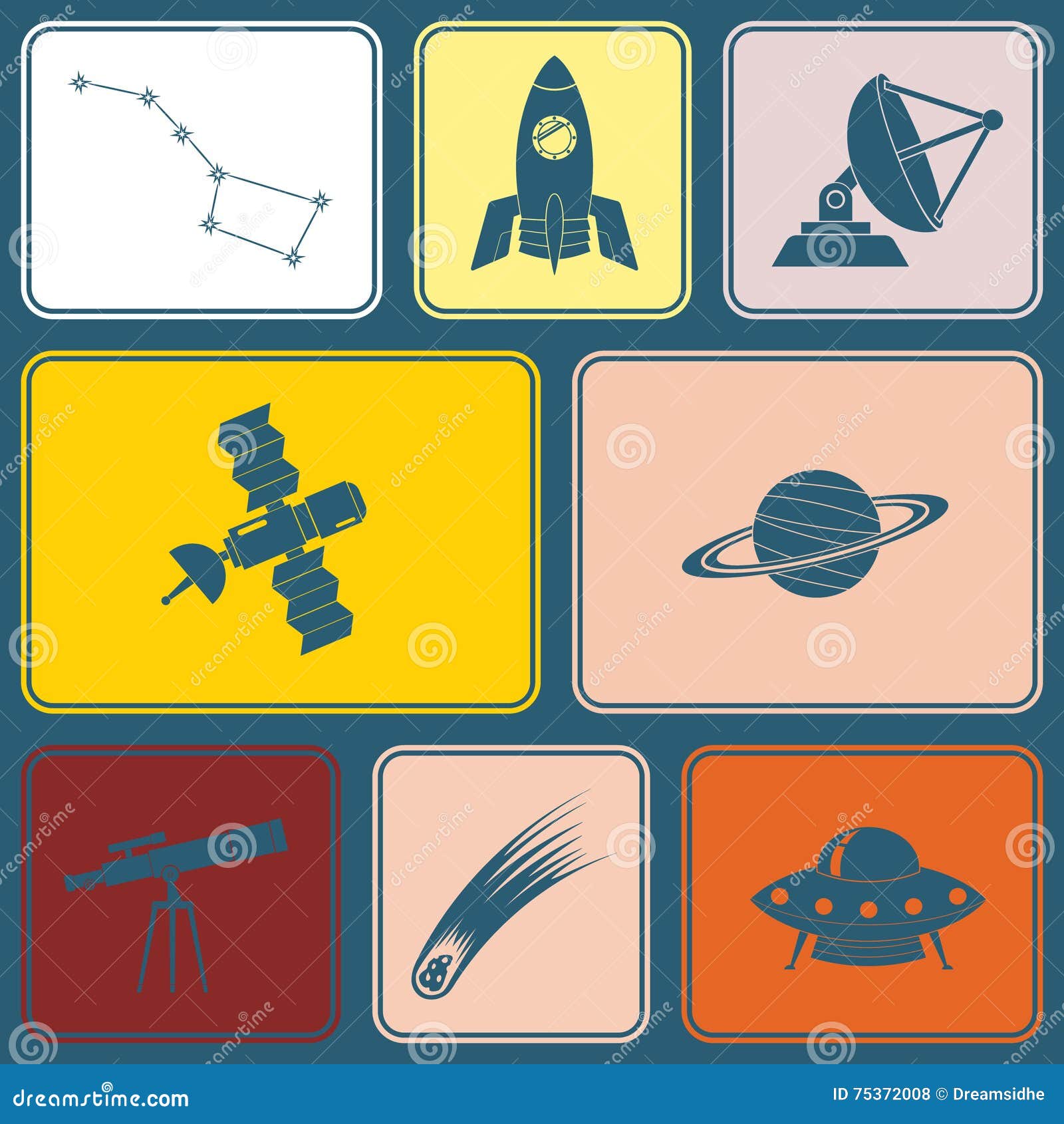 Seamless Pattern with Astronomy and Space Icons Stock Vector ...