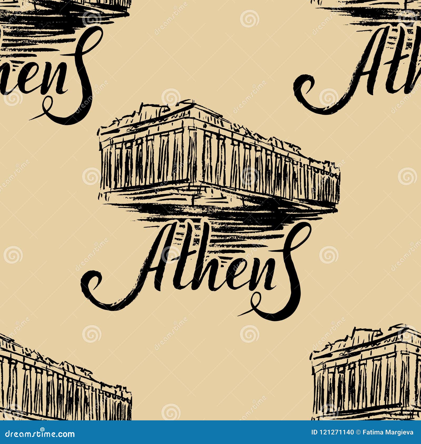 Acropolis Hand-drawn Comic Illustration. Acropolis. Vector Doodle Style ...