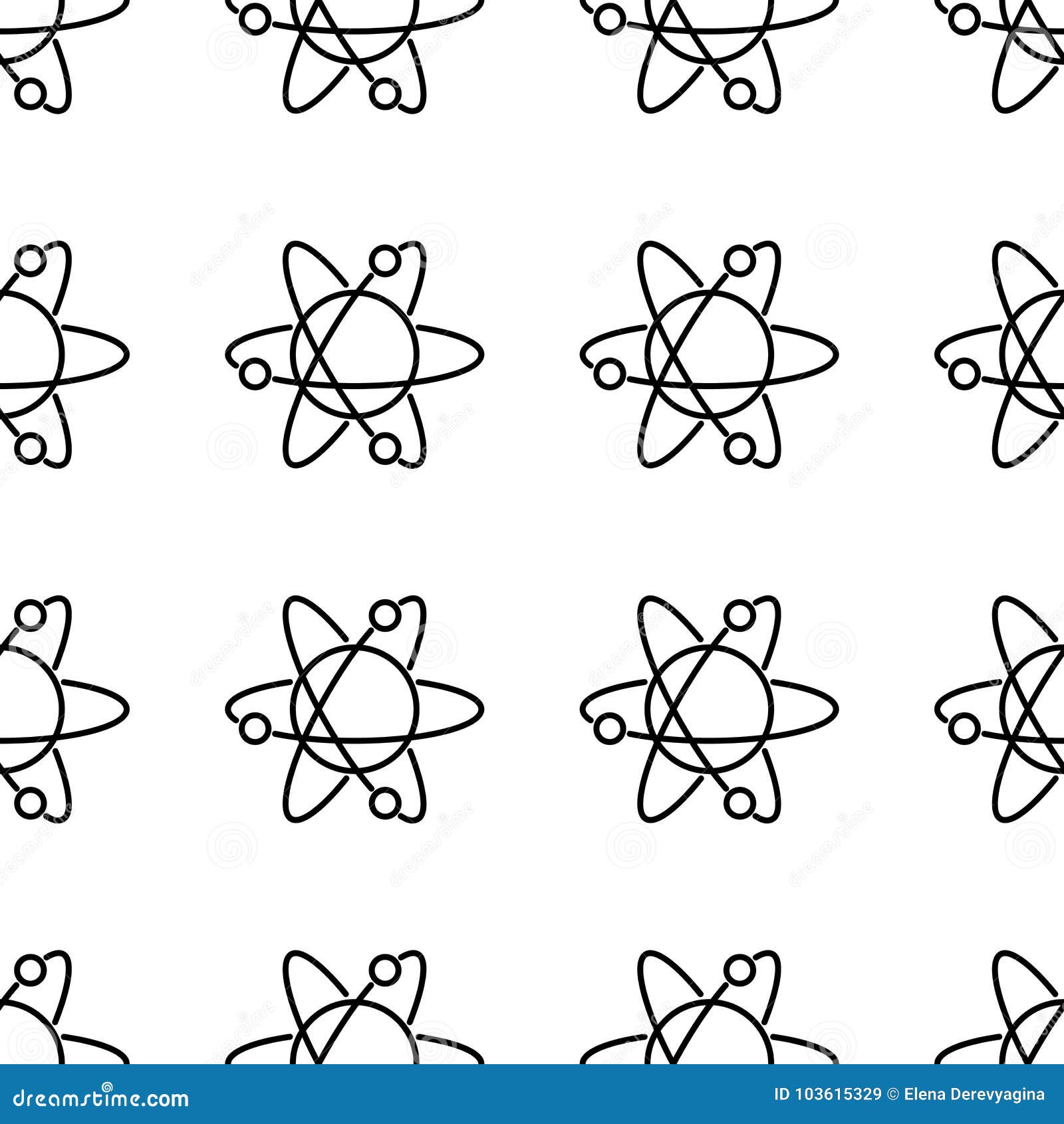 Seamless Pattern from Atom Icon with Orbits the Nucleus and Electrons ...