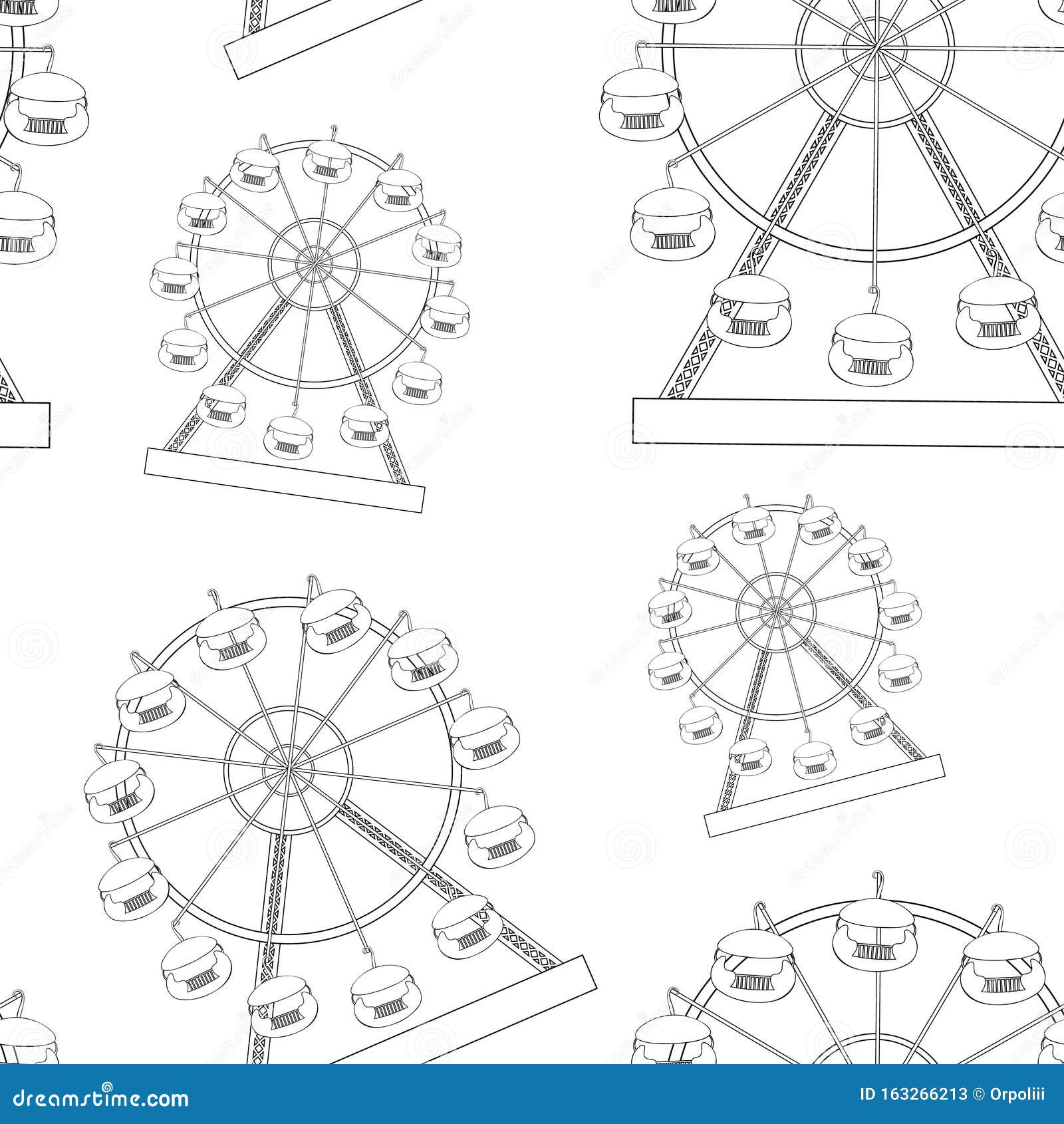Seamless Pattern Attractions and Entertainment Ferris Wheel. Vector ...