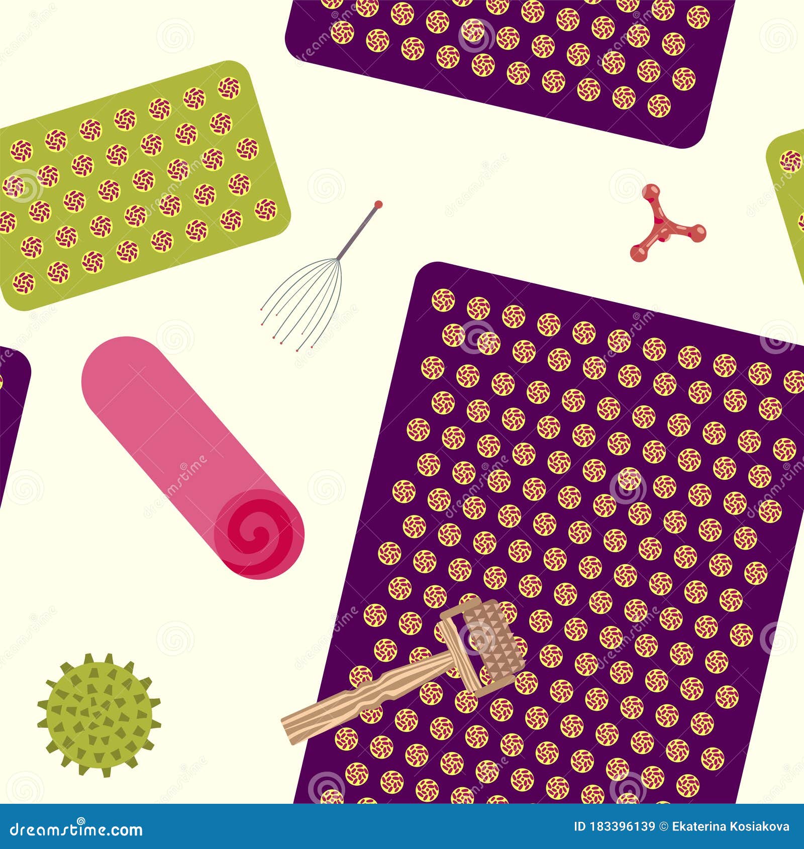 Seamless Pattern with Attributes for Massage and Self-massage. Vector ...