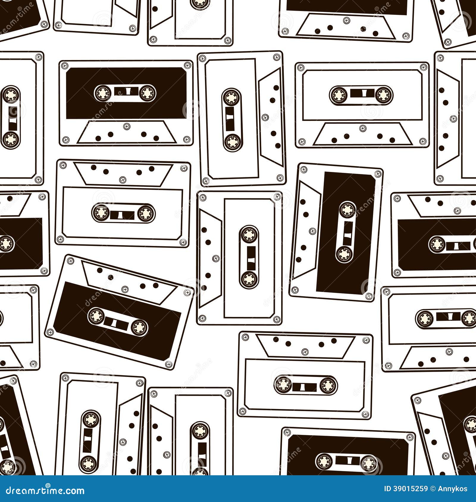Seamless Pattern of Audio Cassette Tapes Stock Vector - Illustration of ...