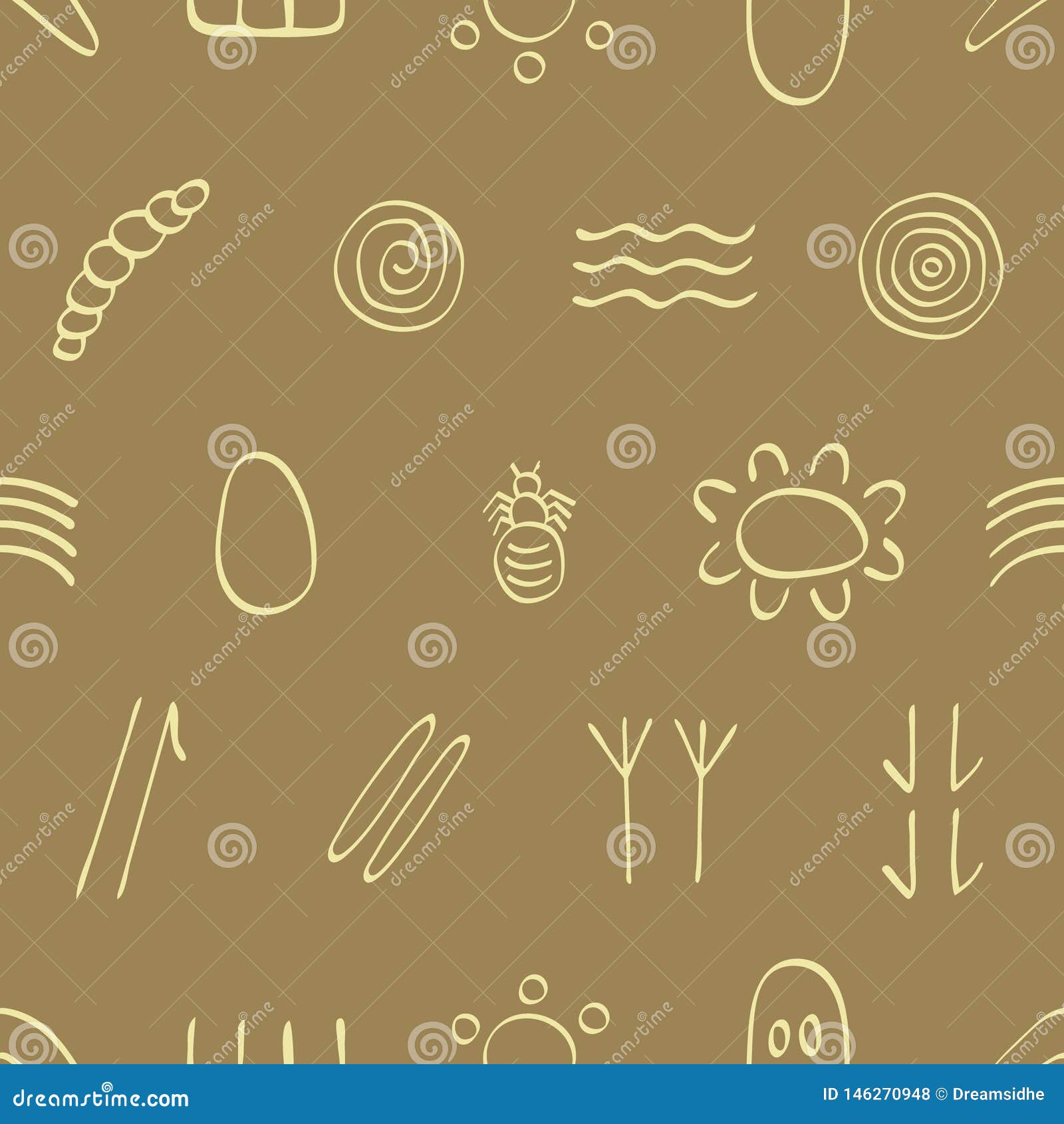 Seamless Pattern with Australian Aboriginal Symbols Stock Vector ...