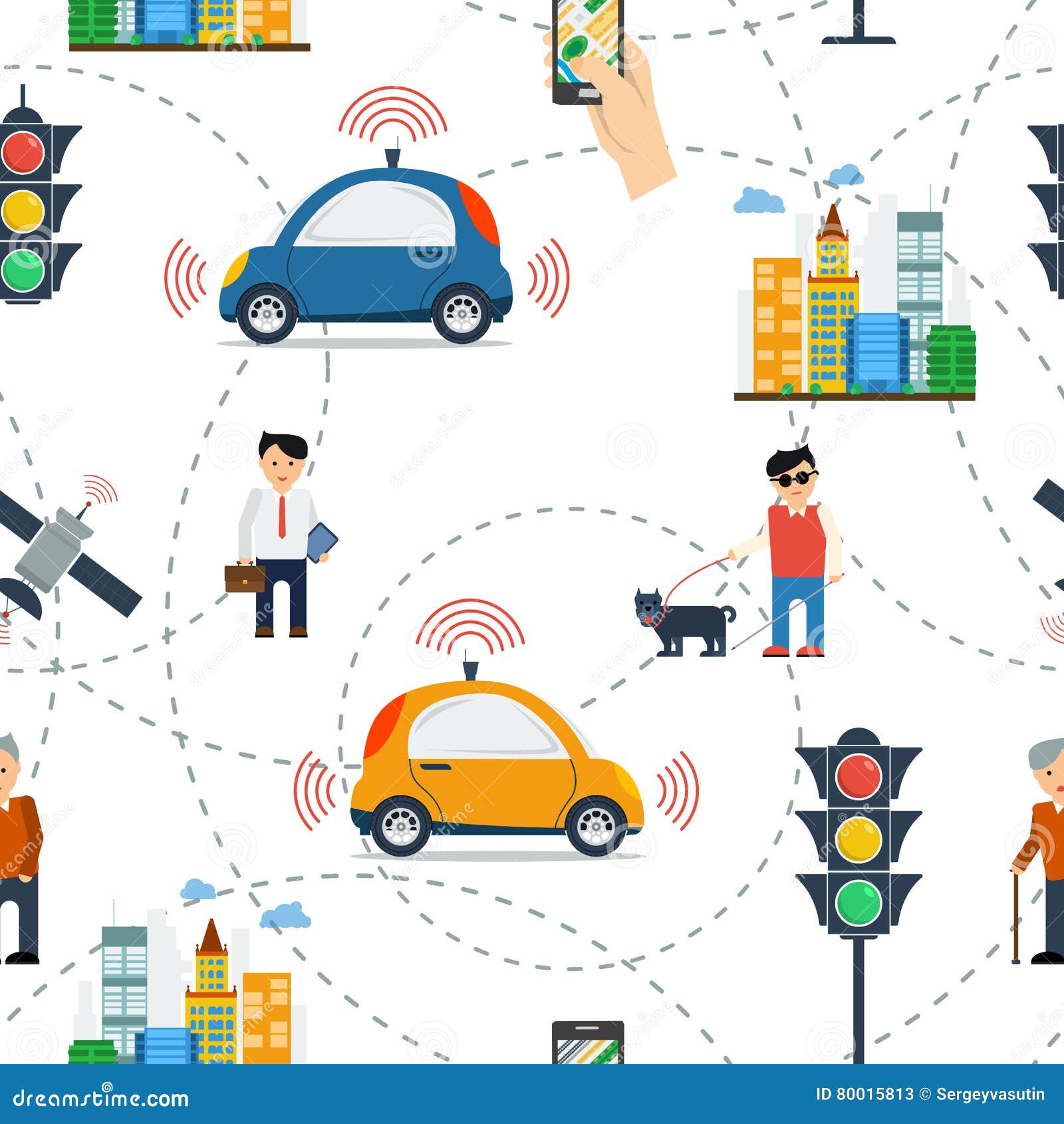Seamless Pattern for Autonomous Car Stock Vector - Illustration of mini ...