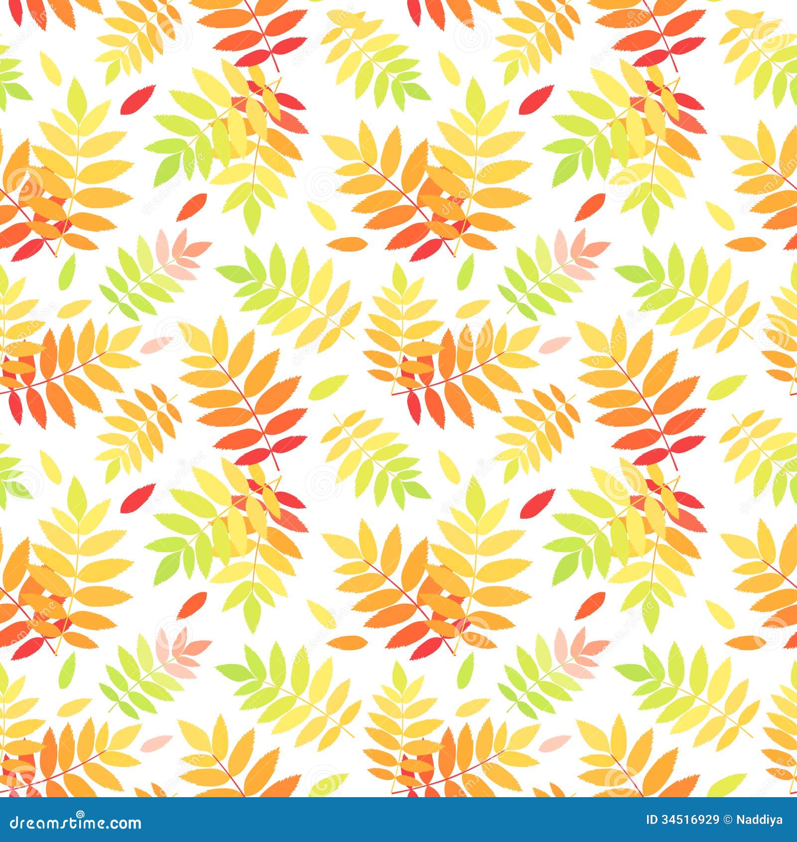 Seamless Pattern with Autumn Colorful Rowan Leaves Stock Vector ...