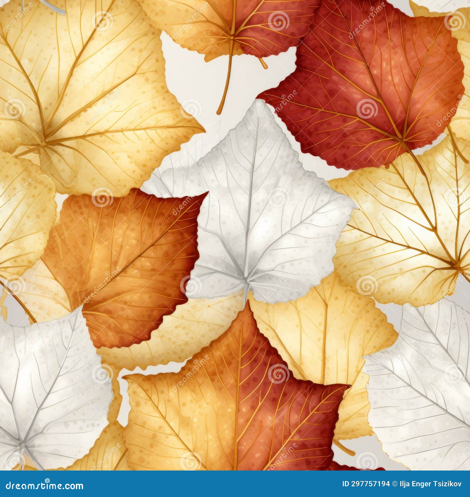 Seamless Pattern with Autumn Colors Foliage Skeleton Translucent ...