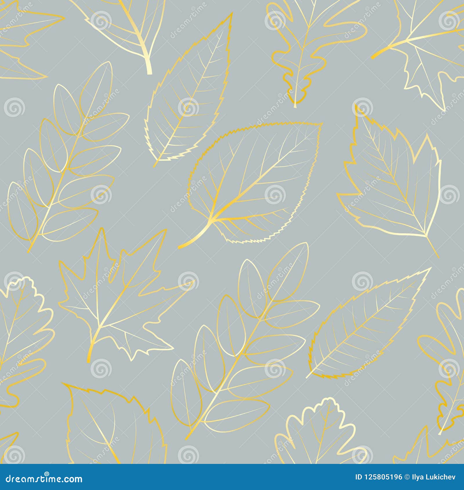 Seamless Pattern of Autumn the Golden Leaves of the Trees Stock Vector ...