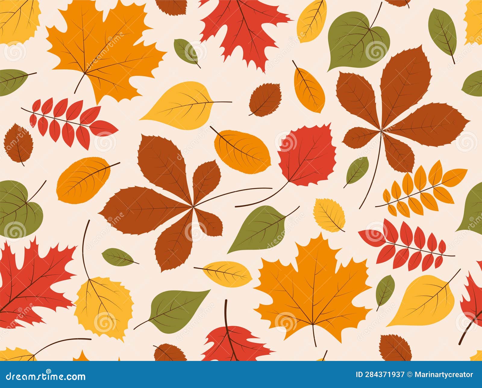 Seamless Pattern with Autumn Leaves. Stock Vector - Illustration of ...