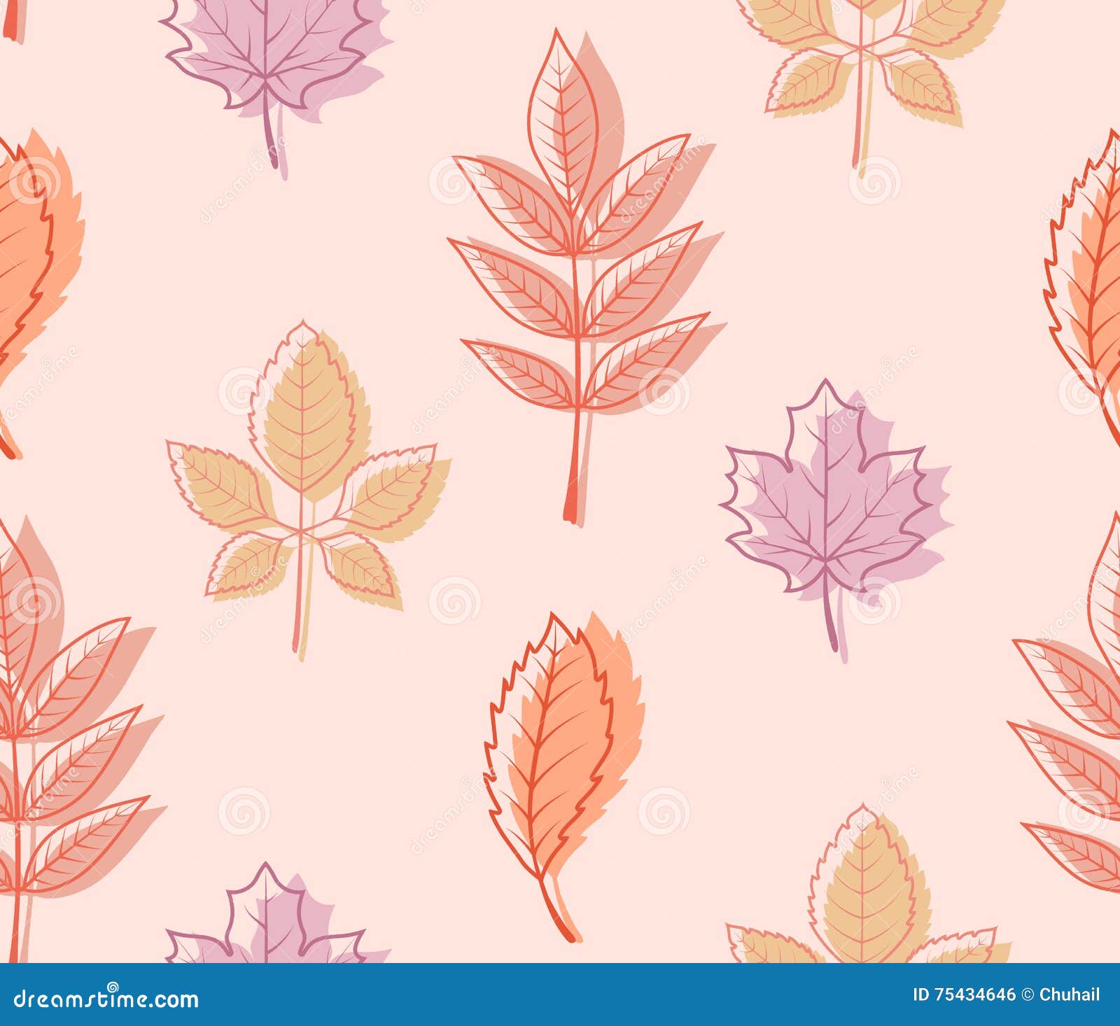 Seamless Pattern from Autumn Leaves. Stock Vector - Illustration of ...