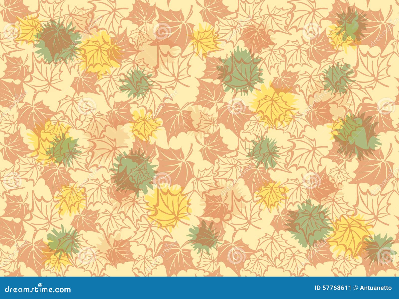 Seamless Pattern with Autumn Leaves in a Retro Stock Vector ...