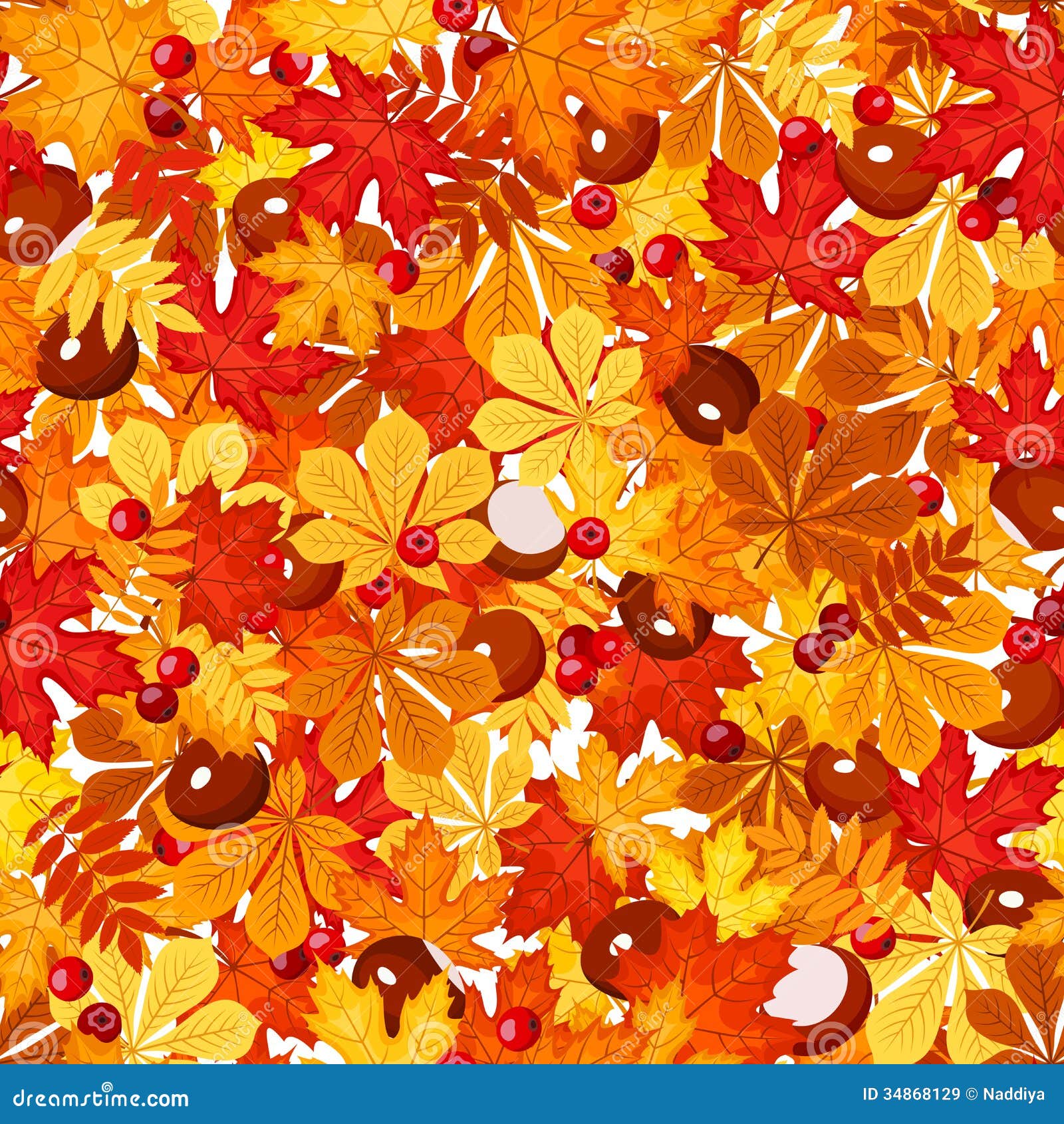 Seamless Pattern with Autumn Leaves. Vector Illust Stock Vector ...