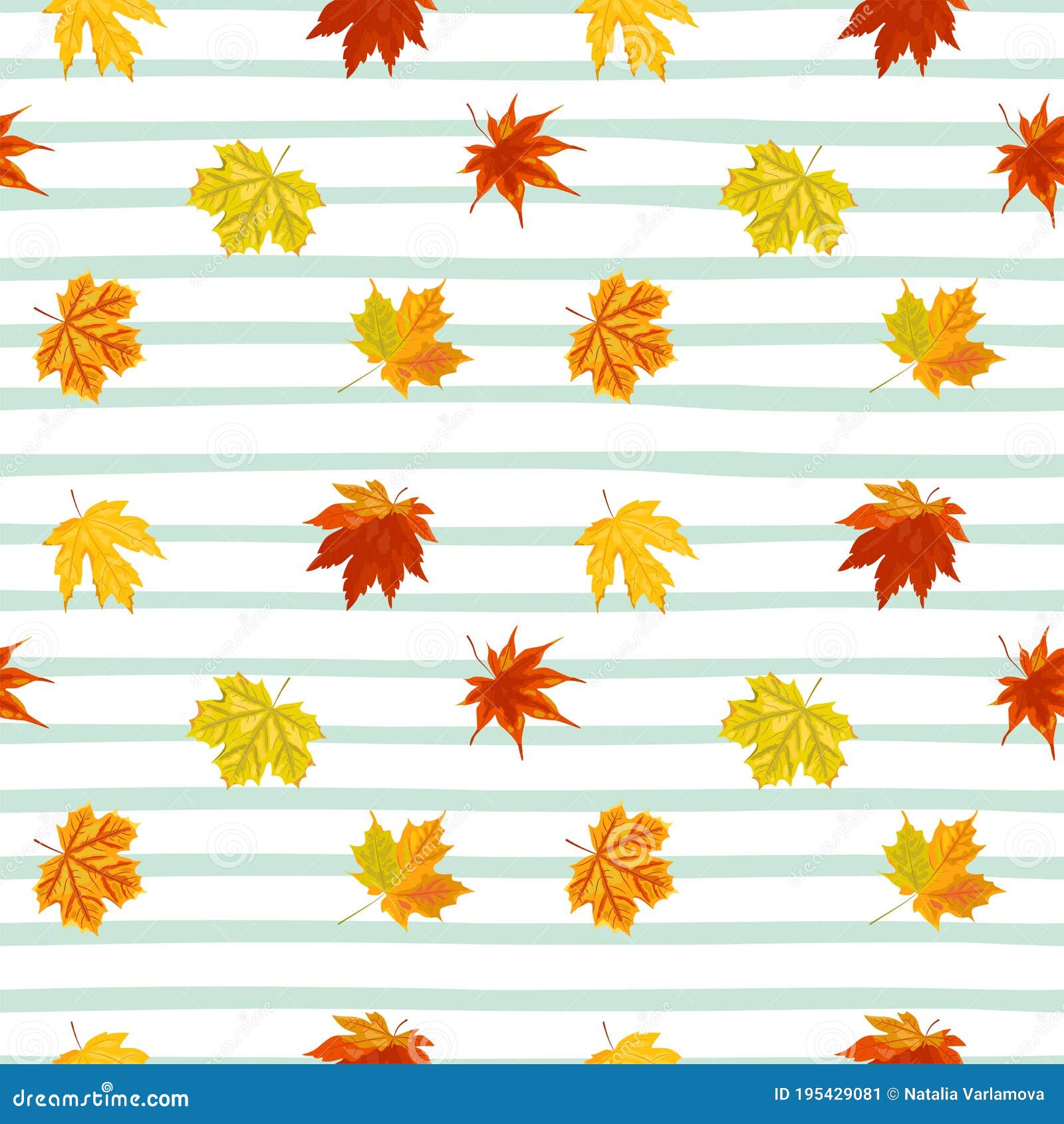 Seamless Pattern with Autumn Maple Leaves and Stripes Stock Vector ...