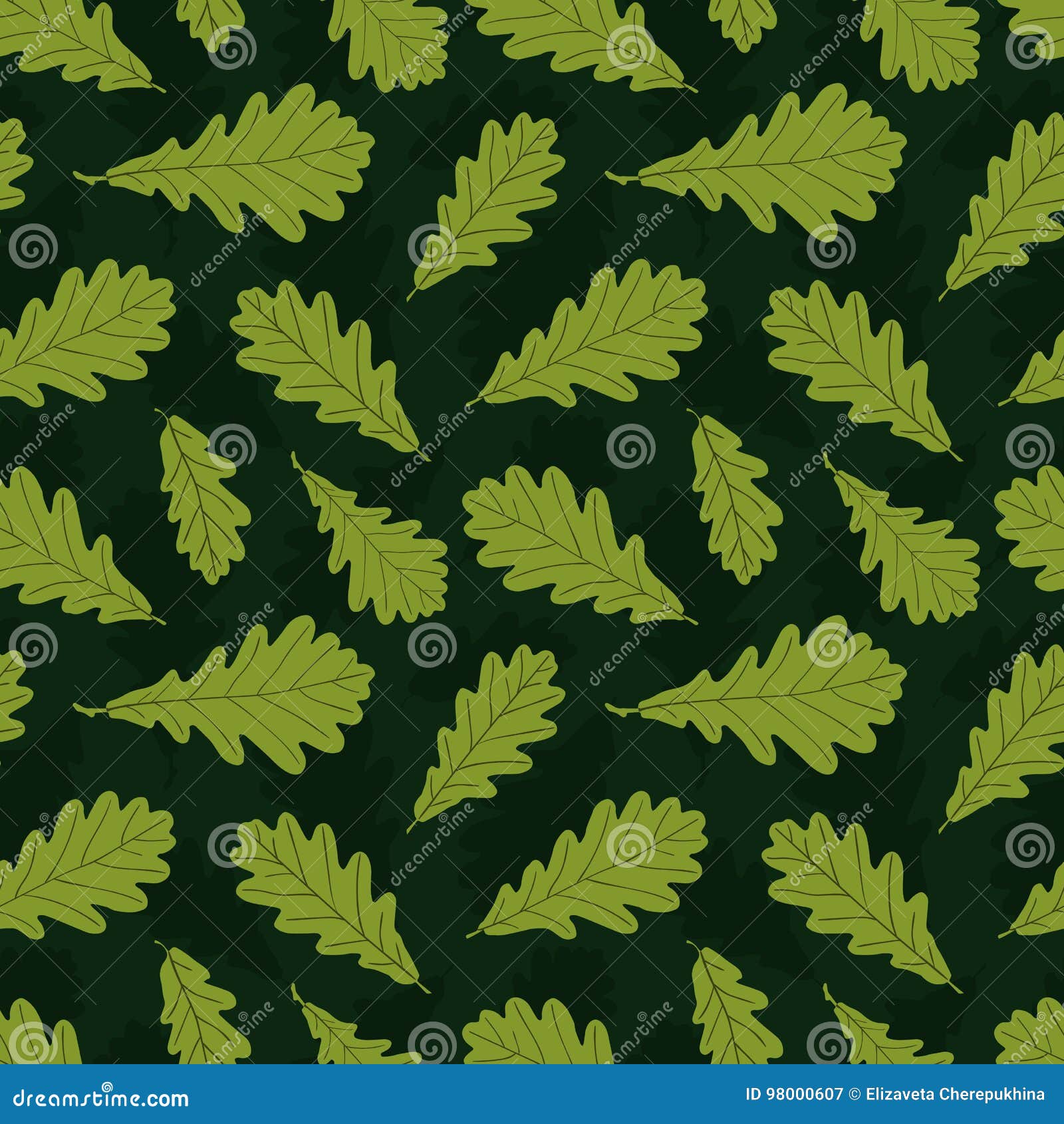 Seamless Pattern of Autumn Oak Leaf Silhouettes on Dark Green ... Seamless Pattern of Autumn Oak Leaf Silhouettes on Dark Green ...