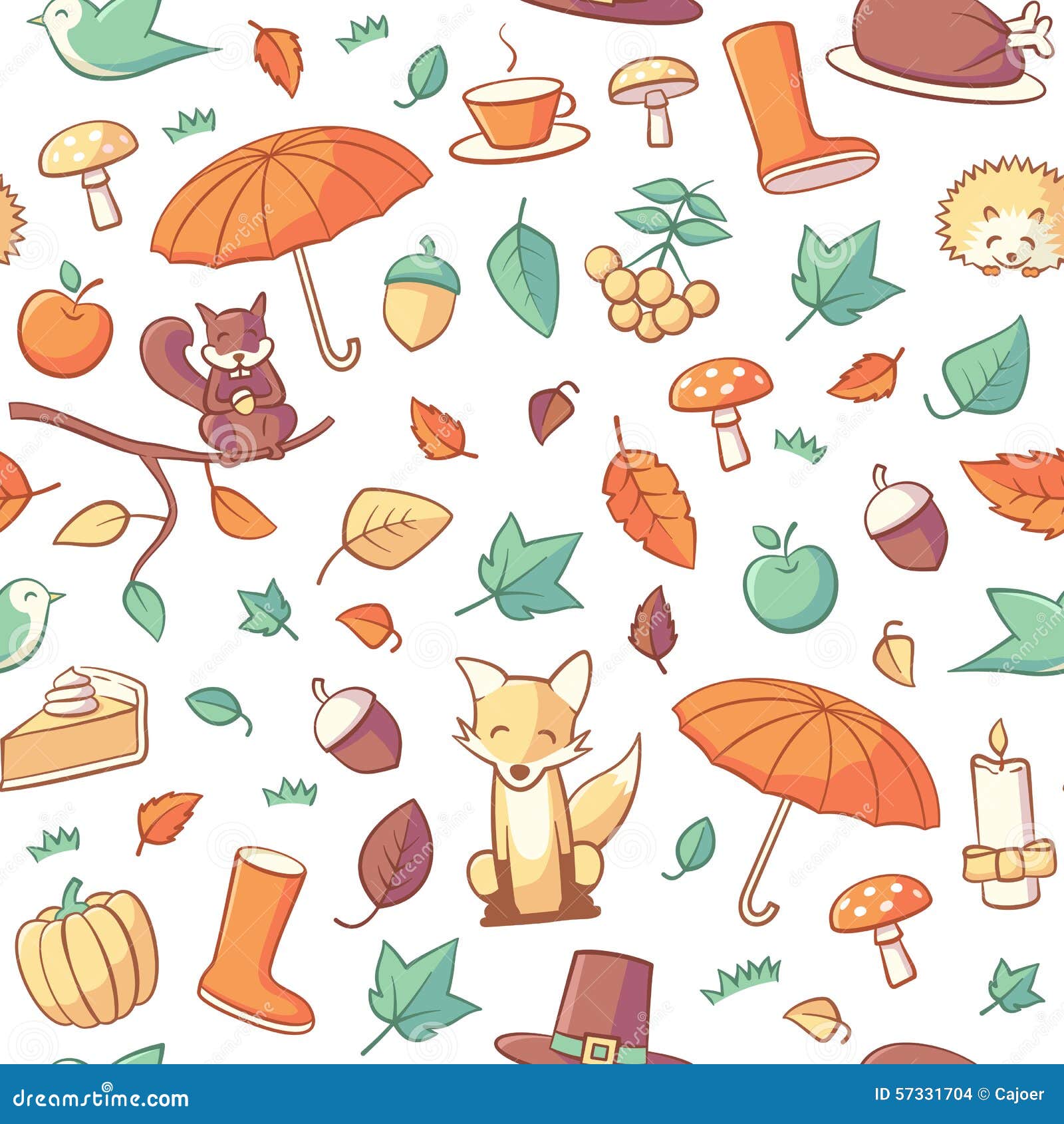Seamless Pattern with Autumn Related Objects Stock Vector ...
