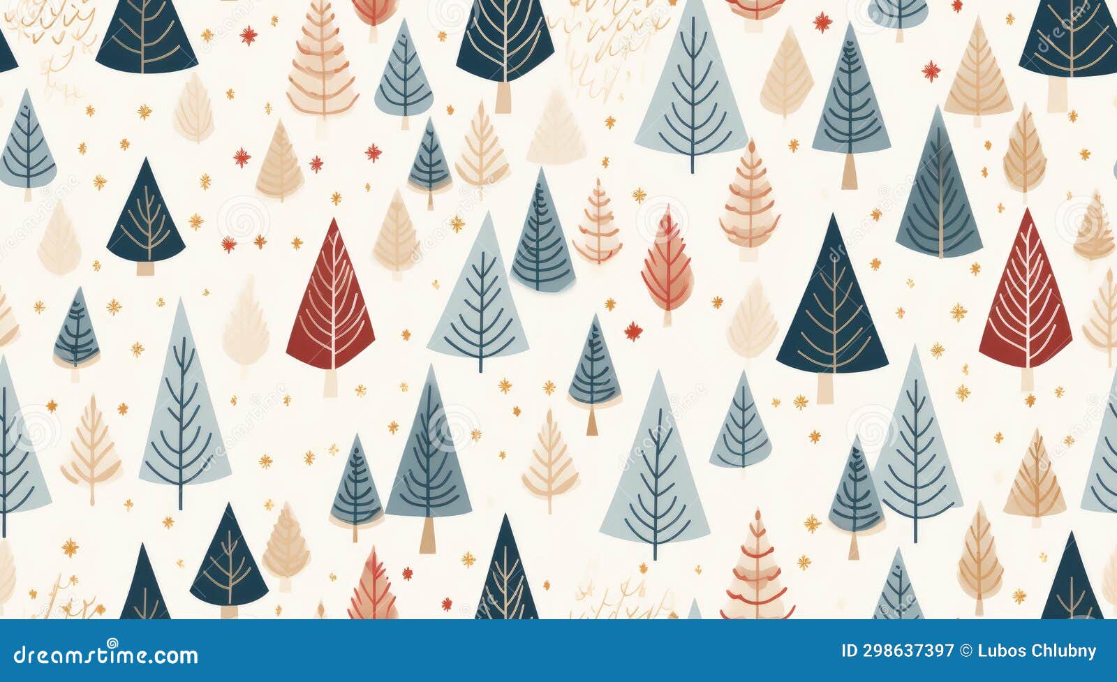 Seamless Pattern with Autumn Trees. Scandinavian Style Stock ...