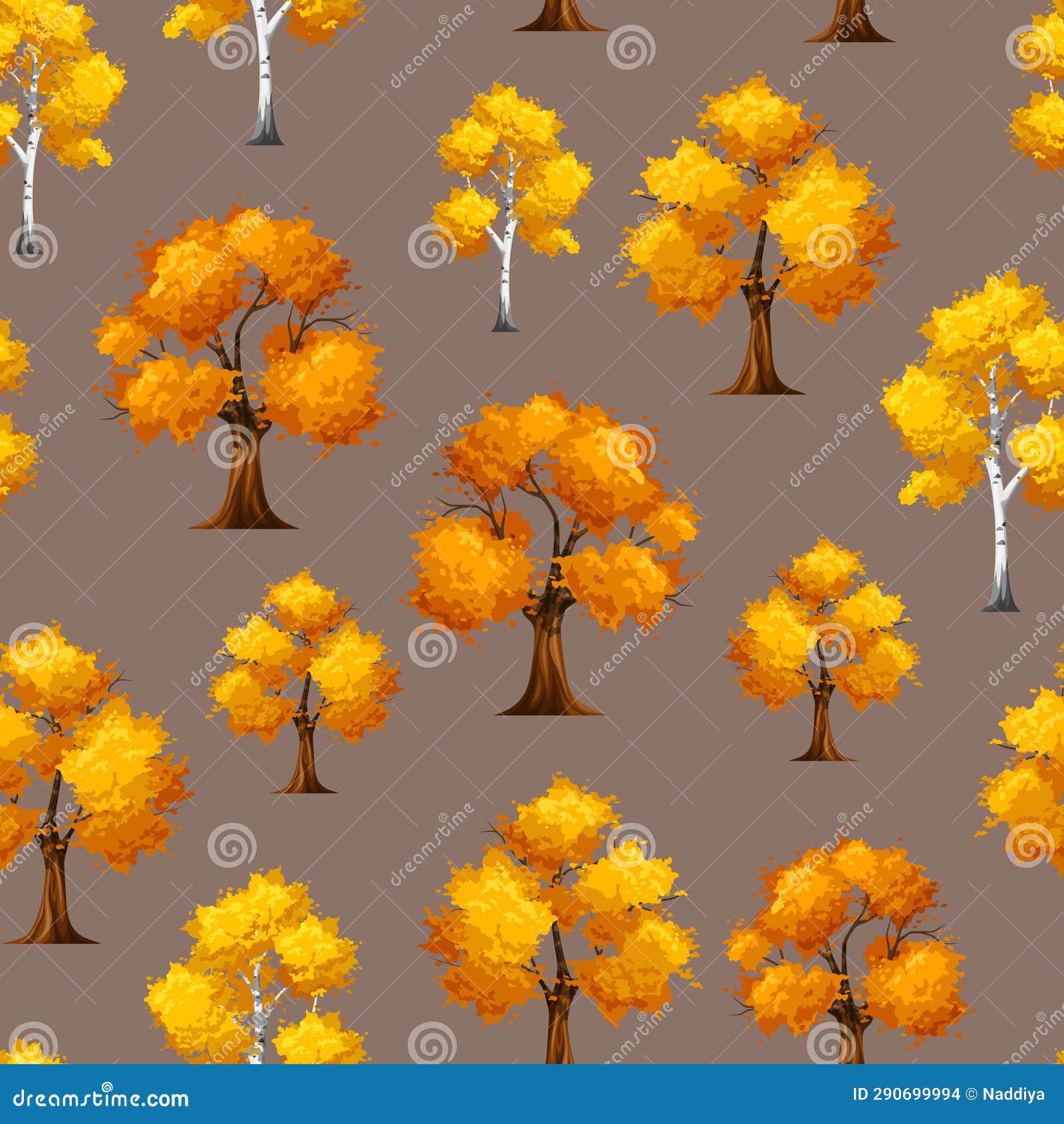 Seamless Pattern with Autumn Trees. Vector Illustration Stock Illustration - Illustration of ...