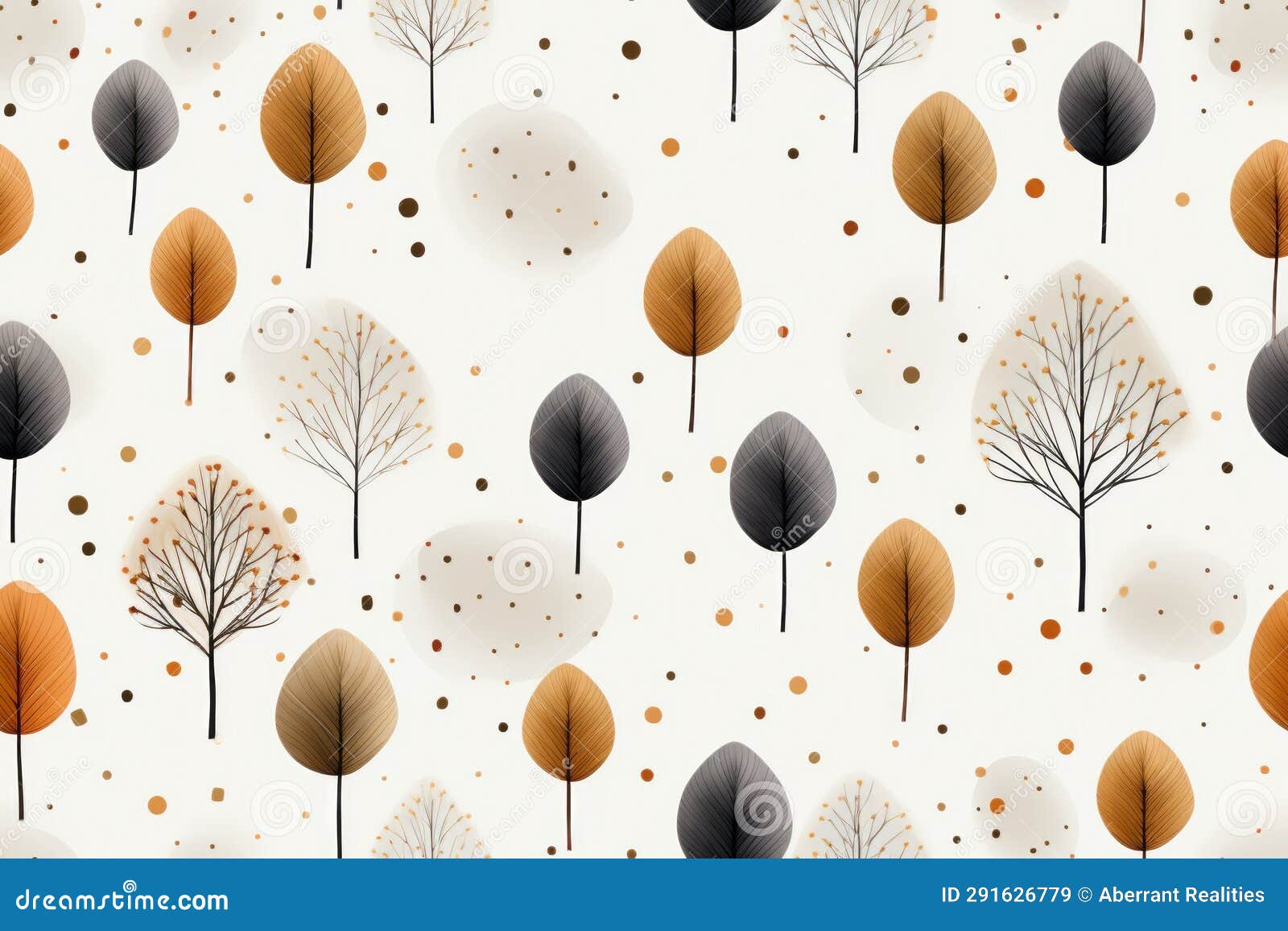 Seamless Pattern with Autumn Trees on a White Background Stock ...