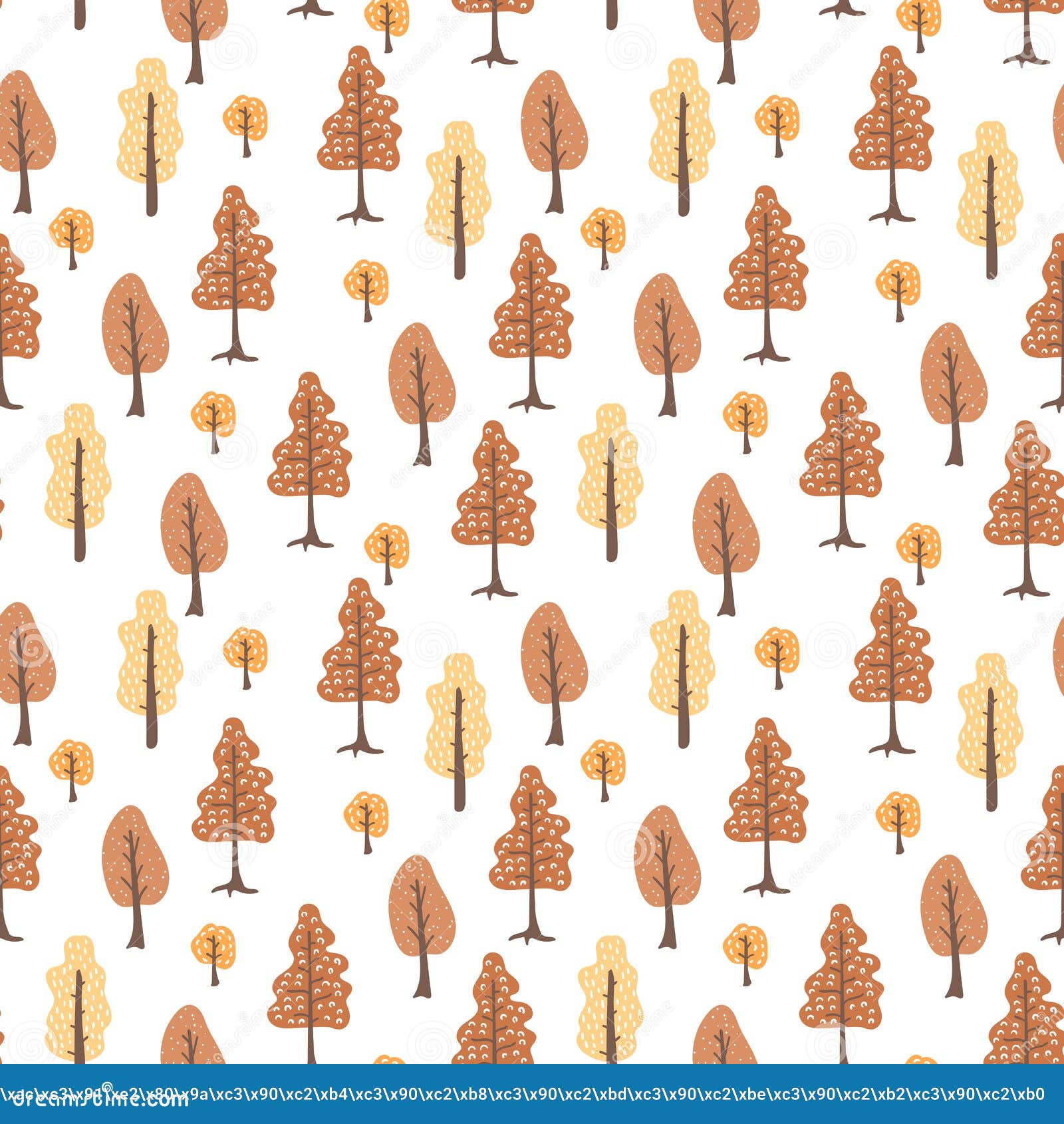 Seamless Pattern with Autumn Trees on White Background Stock Vector ...