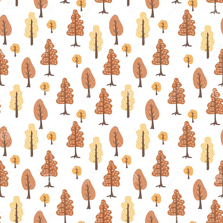 Seamless Pattern with Autumn Trees on White Background Stock Vector ...