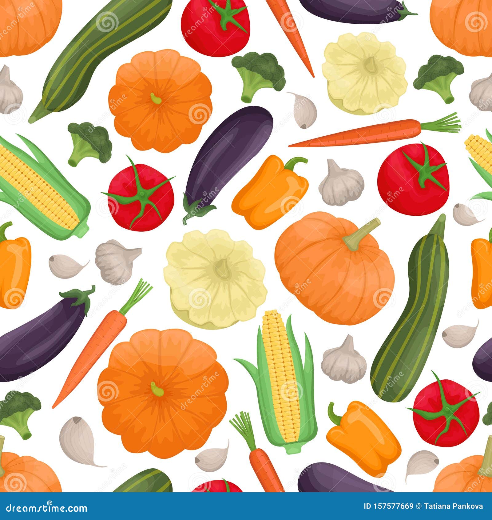 Seamless Pattern with Autumn Vegetables. Harvest Stock Vector ...