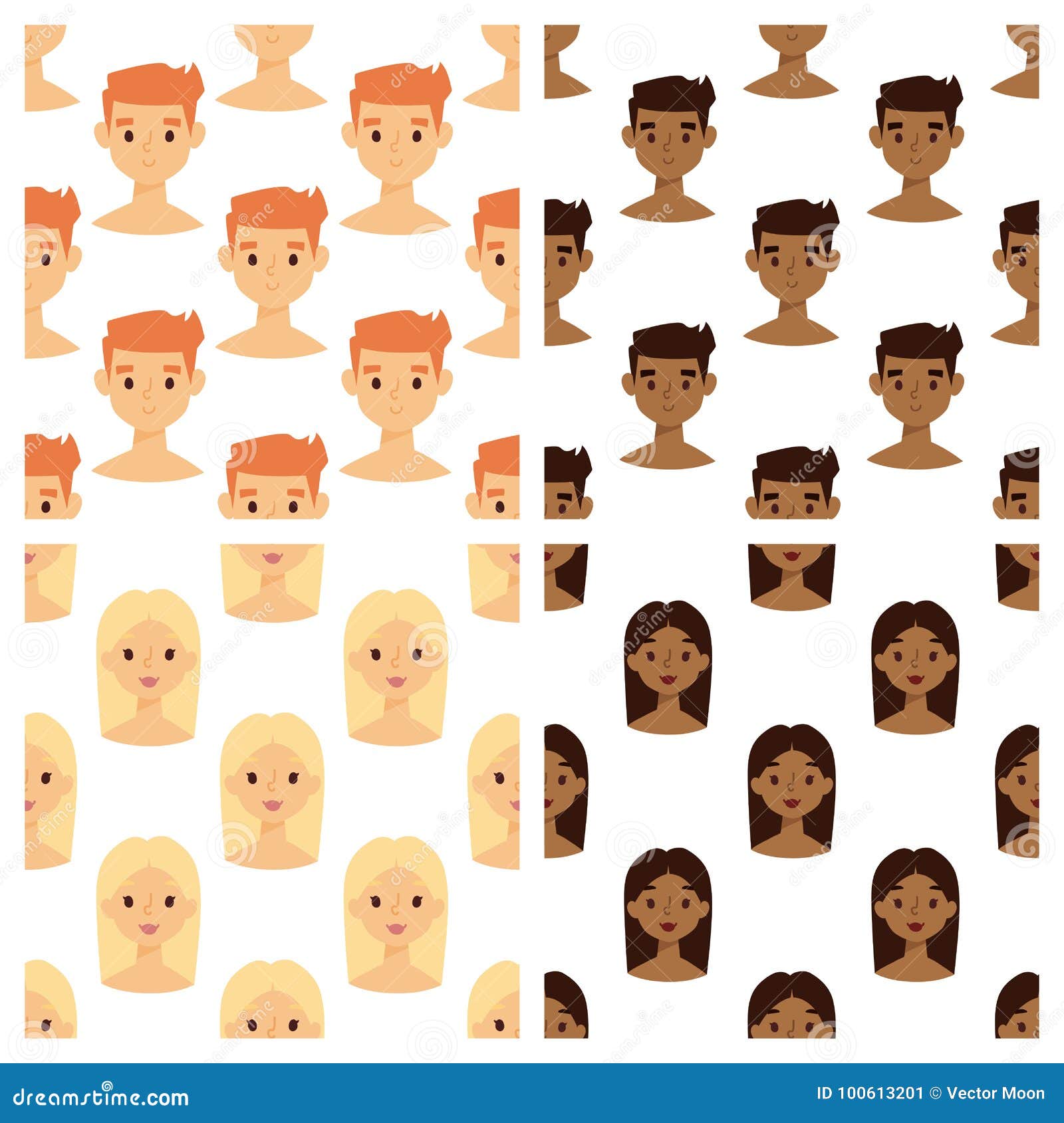Seamless Pattern Avatars Background with Facial Features Stock Vector ...