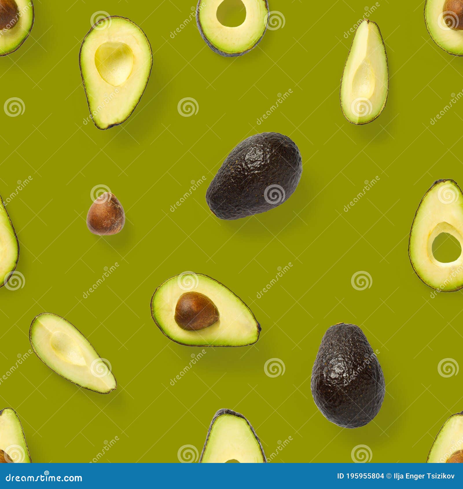 Seamless Pattern with Avocado Slices. Tropical Fruit Abstract ...