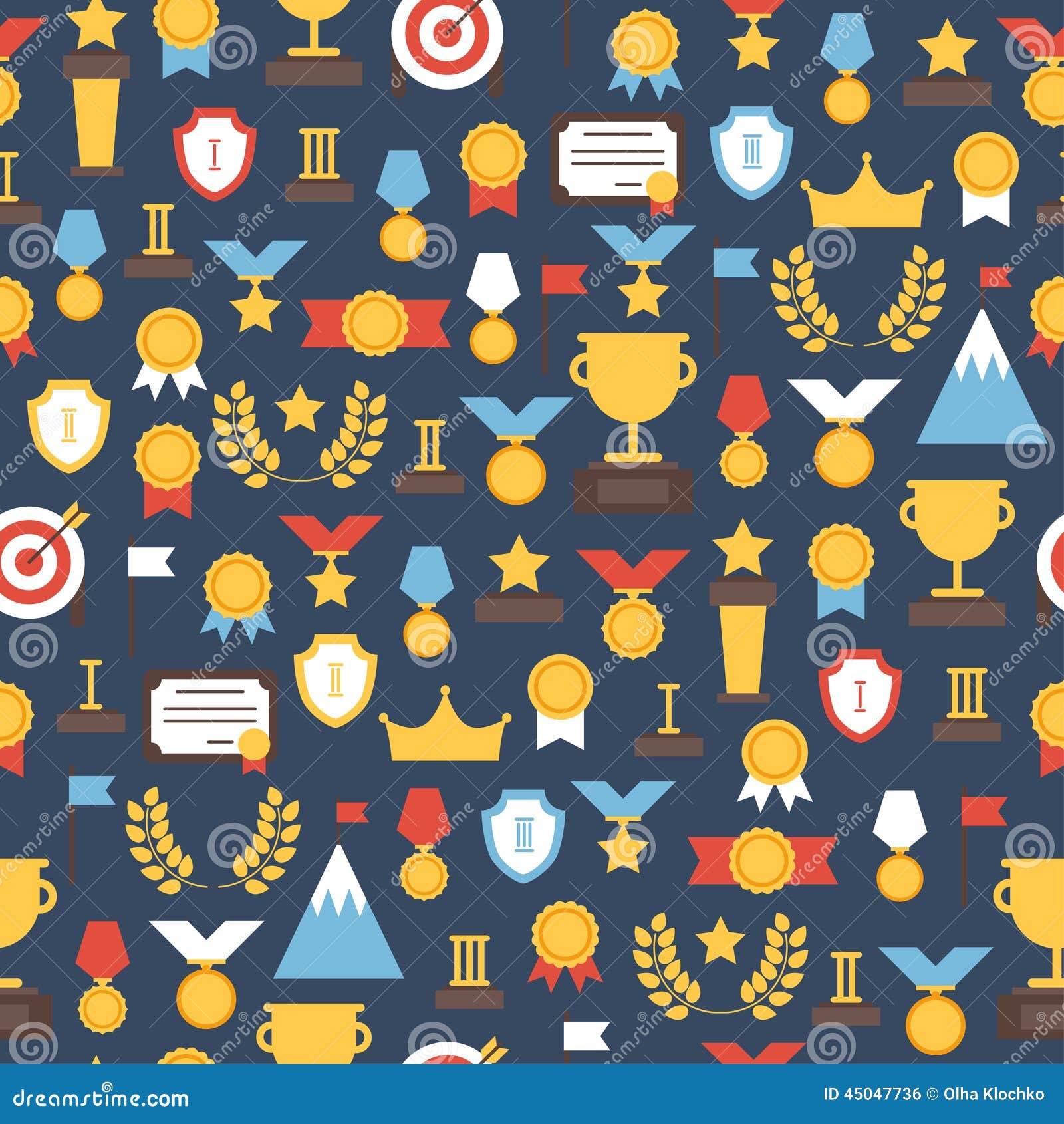 Seamless Pattern of Award Icons. Vector Colorful Stock Vector ...
