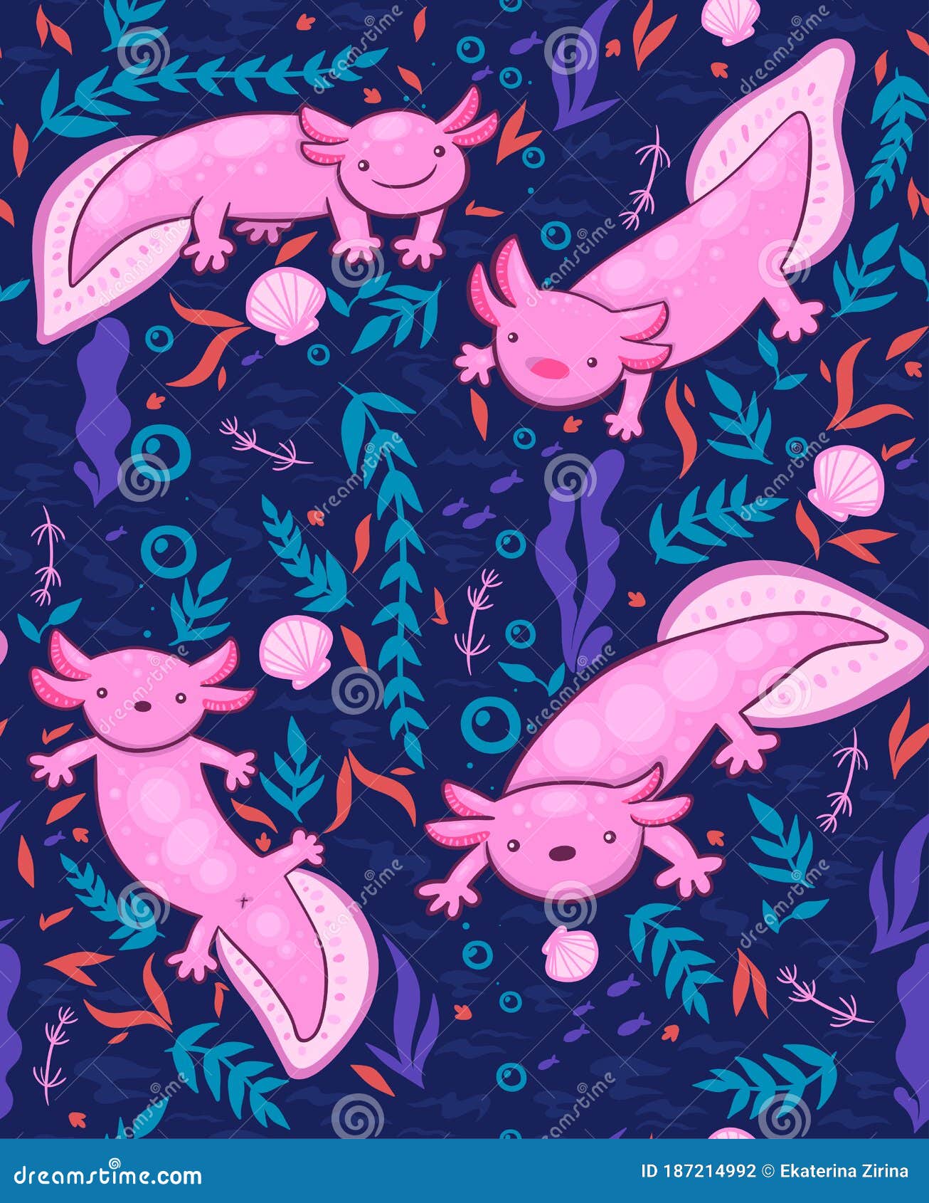 Seamless Pattern With Axolotl. Vector Graphics Royalty-Free Stock Image ...