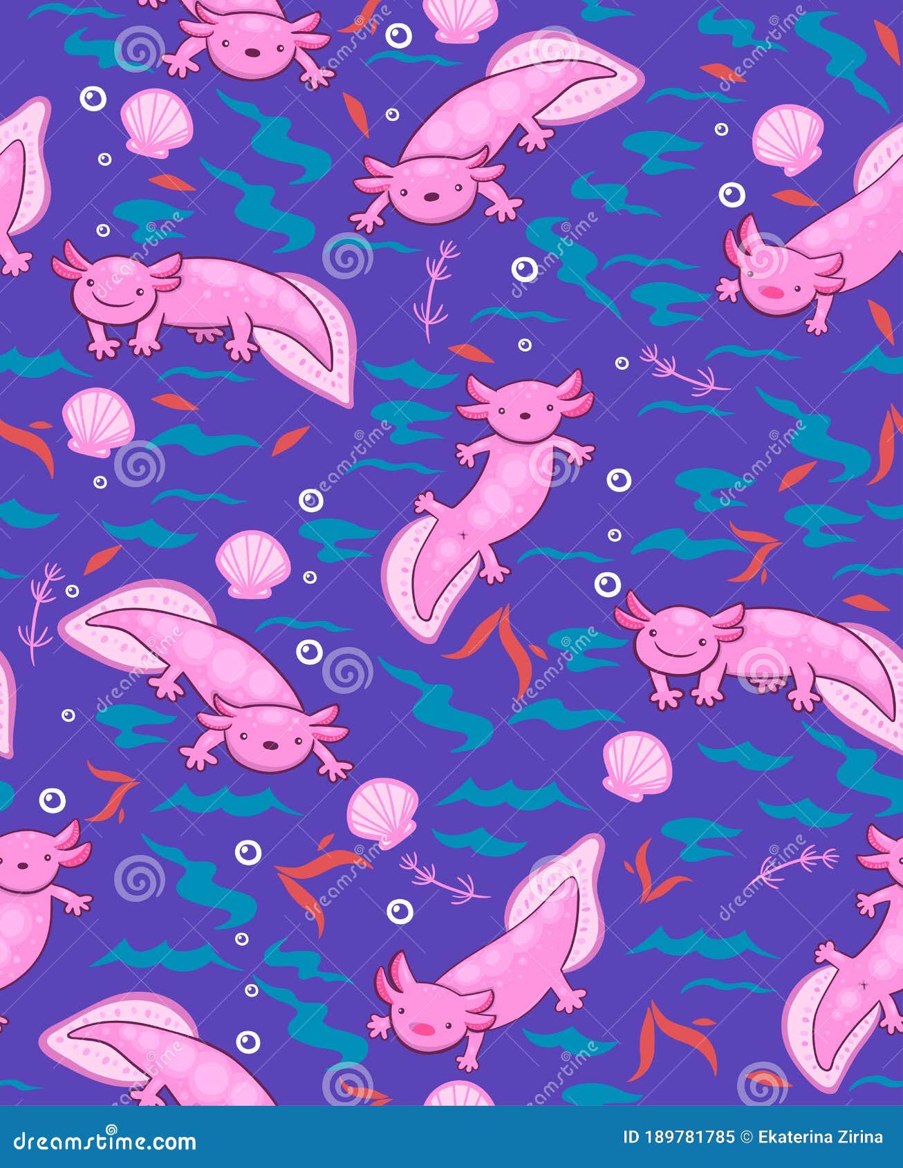 Seamless Pattern with Axolotl. Vector Graphics Stock Illustration ...