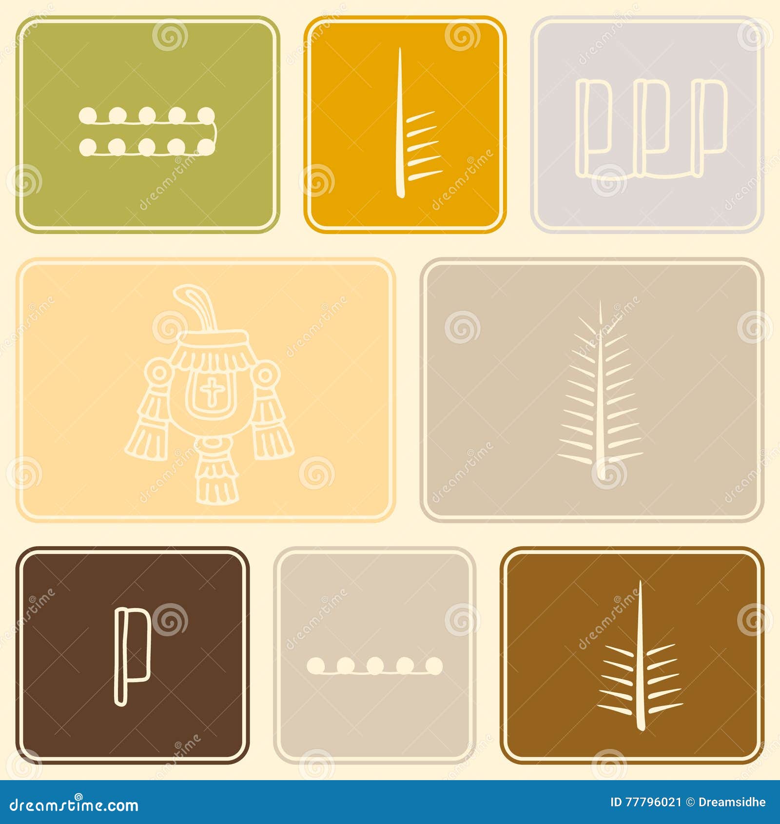 Seamless Pattern with Aztec Number Symbols Stock Vector - Illustration ...