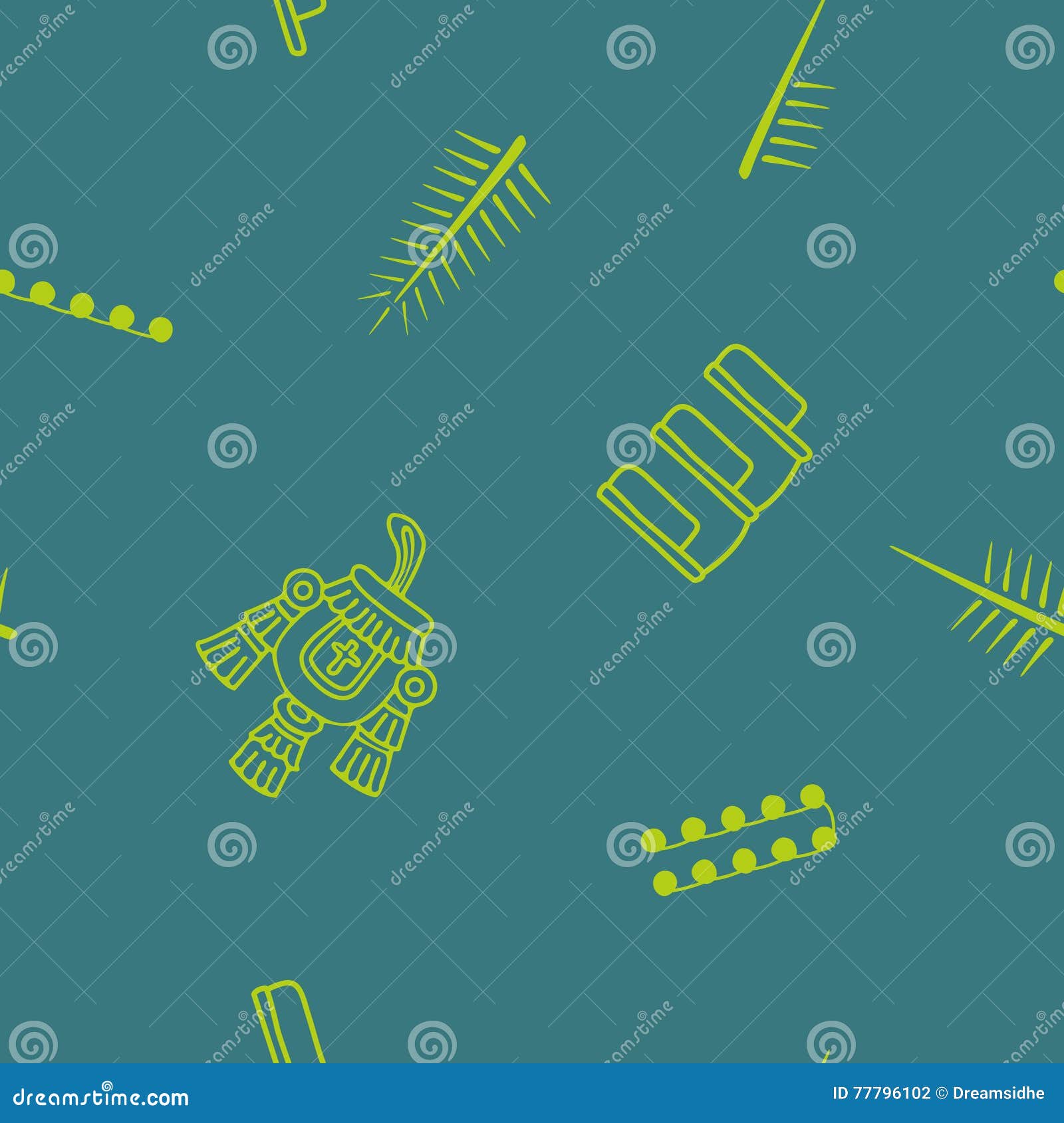 Seamless Pattern with Aztec Number Symbols Stock Vector - Illustration ...