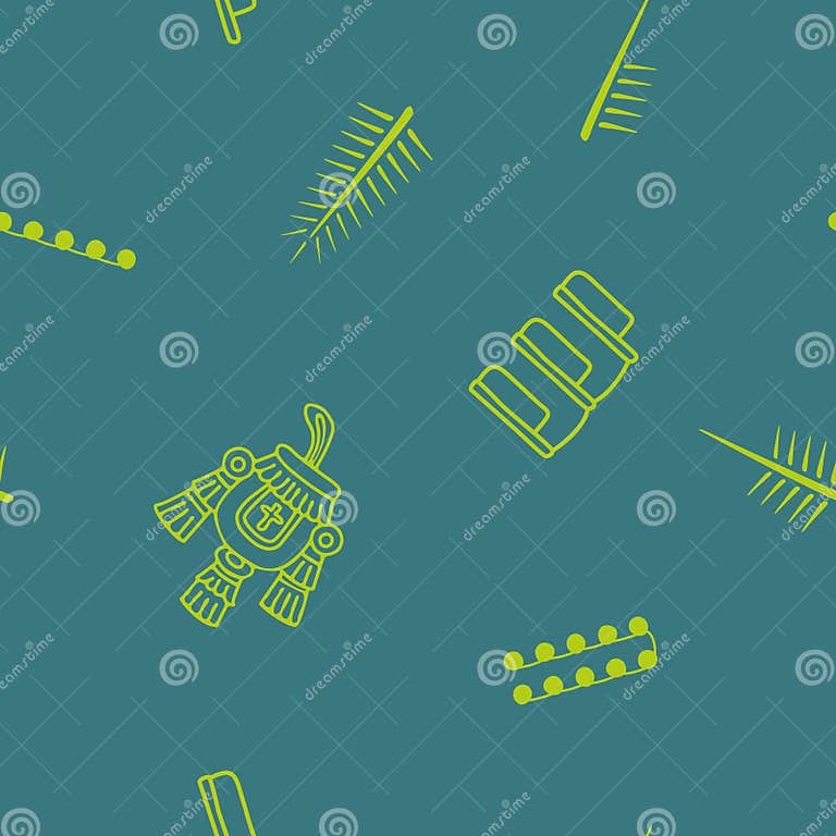 Seamless Pattern with Aztec Number Symbols Stock Vector - Illustration ...