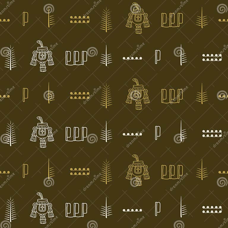 Seamless Pattern with Aztec Number Symbols Stock Vector - Illustration ...