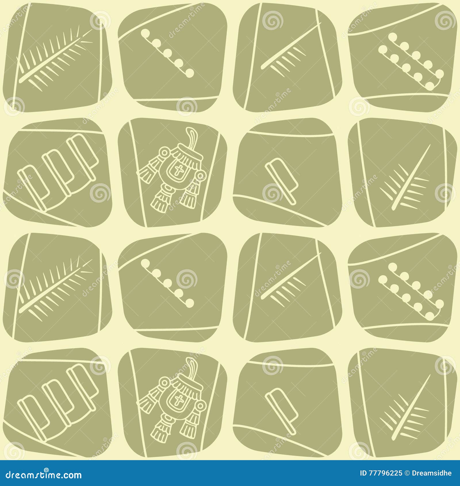 Seamless Pattern with Aztec Number Symbols Stock Vector - Illustration ...