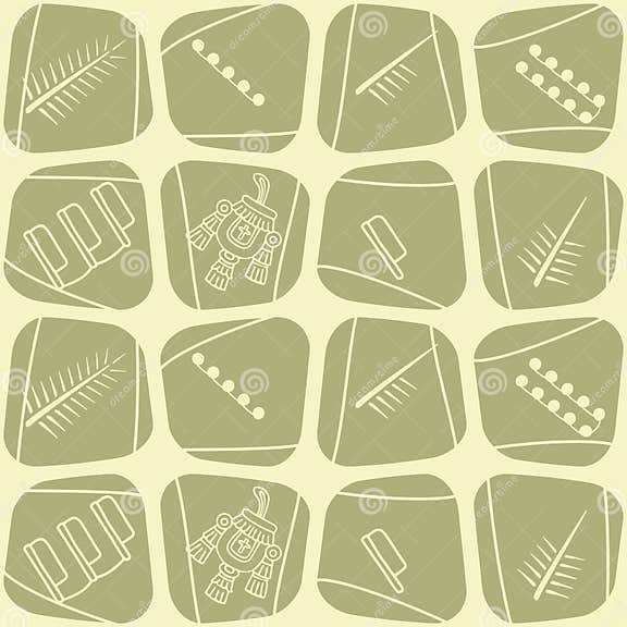 Seamless Pattern with Aztec Number Symbols Stock Vector - Illustration ...