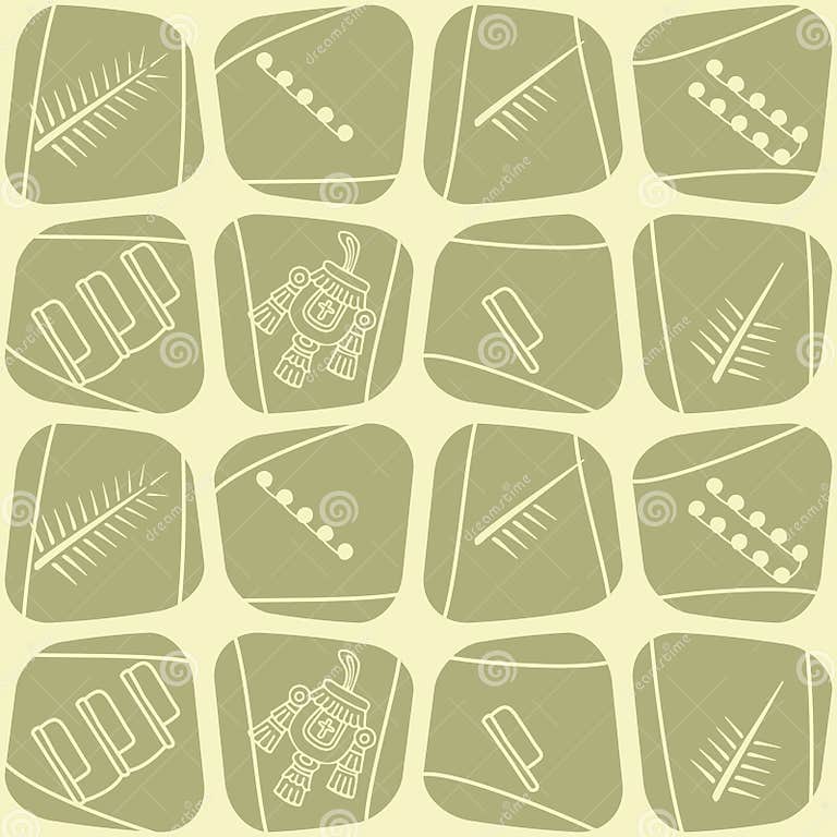 Seamless Pattern with Aztec Number Symbols Stock Vector - Illustration ...