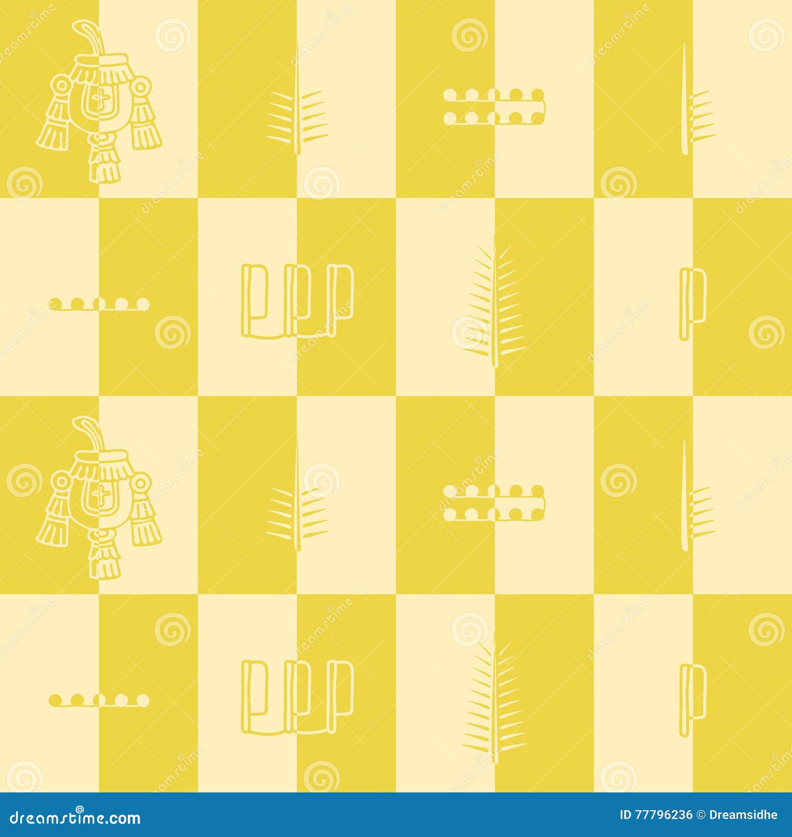 Seamless Pattern with Aztec Number Symbols Stock Vector - Illustration ...