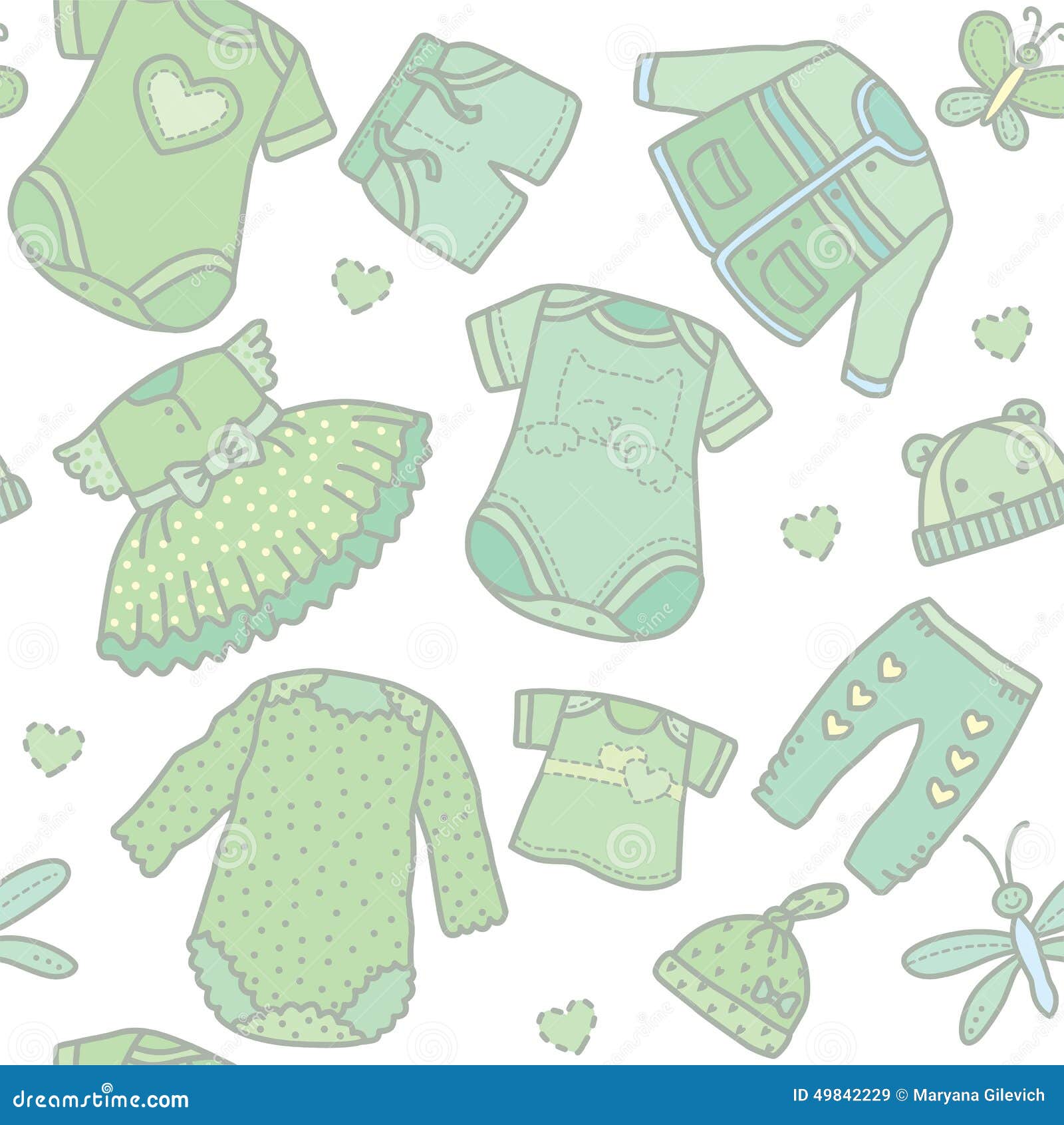 Seamless Pattern Baby Clothes Stock Vector - Illustration of headwear ...