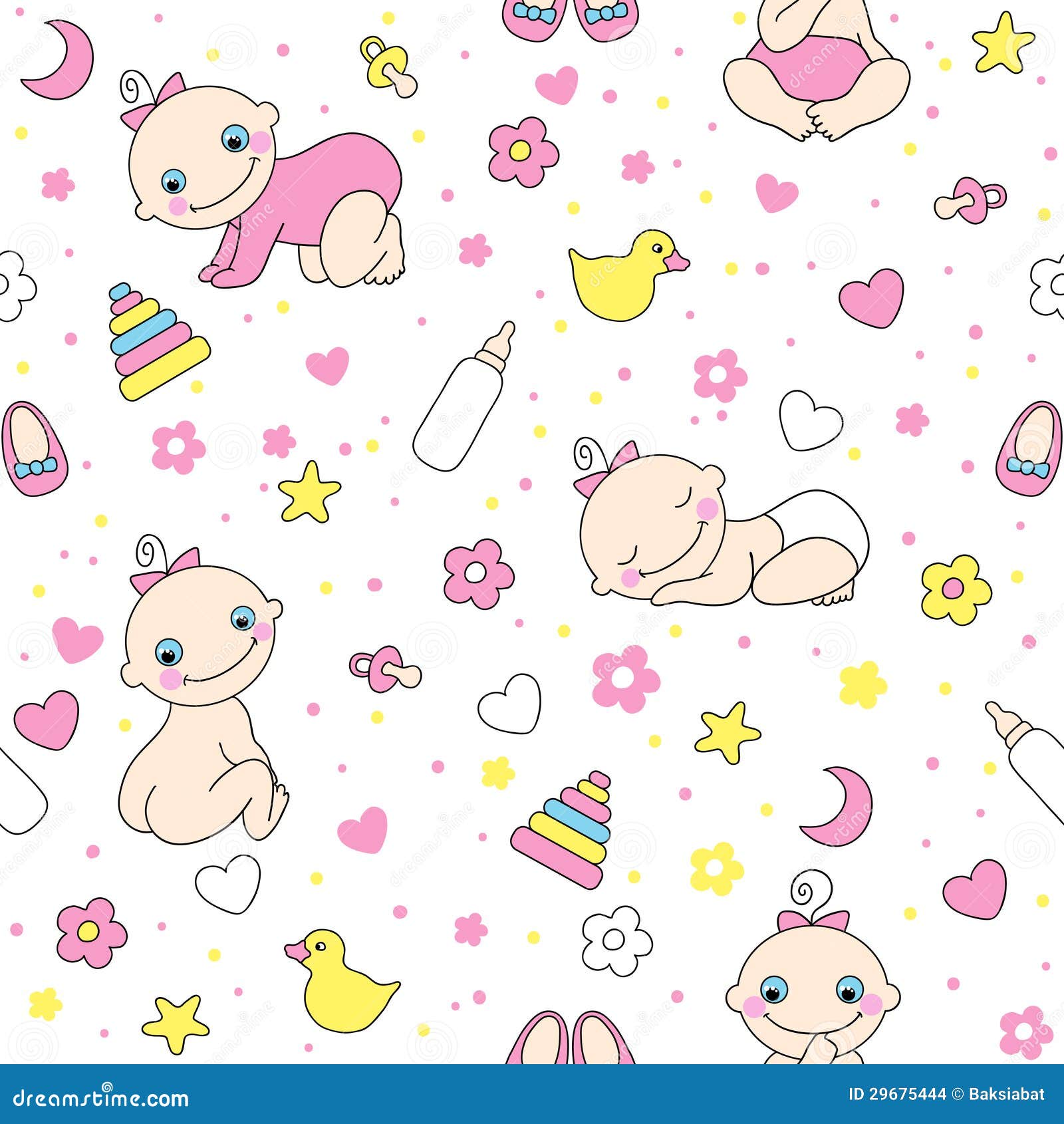 Seamless Pattern for Baby Girls. Stock Vector - Illustration of girls ...