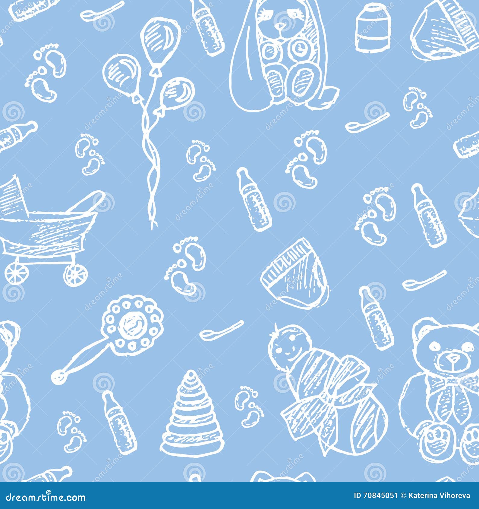 Seamless Pattern with Baby Objects Stock Vector - Illustration of child ...
