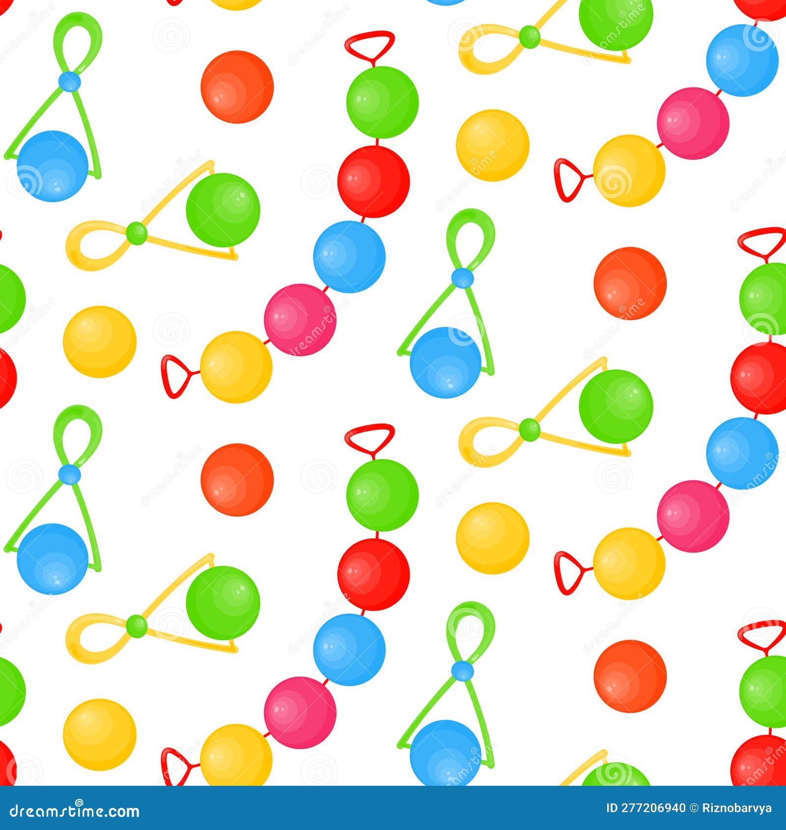 Seamless Pattern of Baby Rattles. Bright Multi-colored Rattles Stock ...