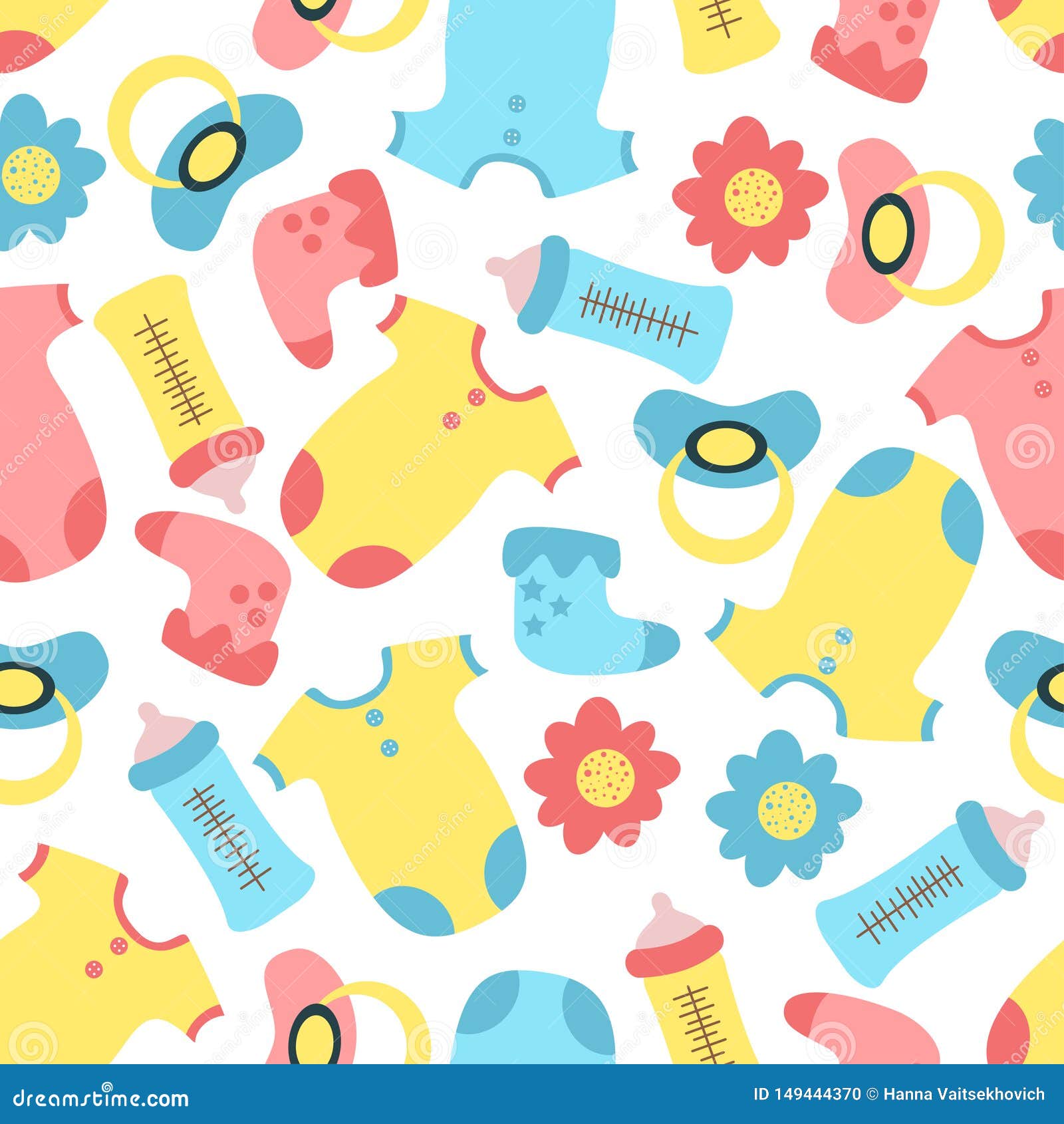 Seamless Pattern with Baby Things - Vector Illustration, Eps Stock ...