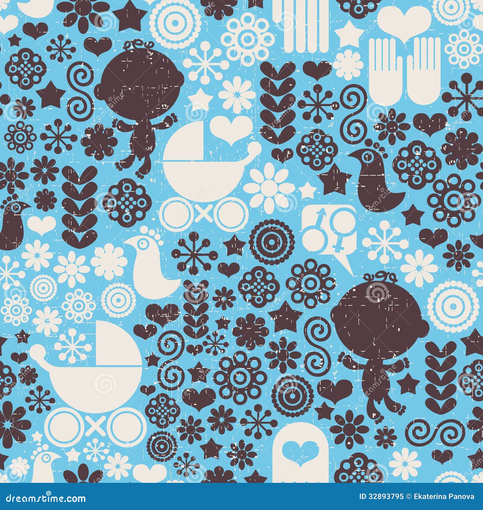 Seamless Pattern with Baby. Stock Vector - Illustration of star, child ...