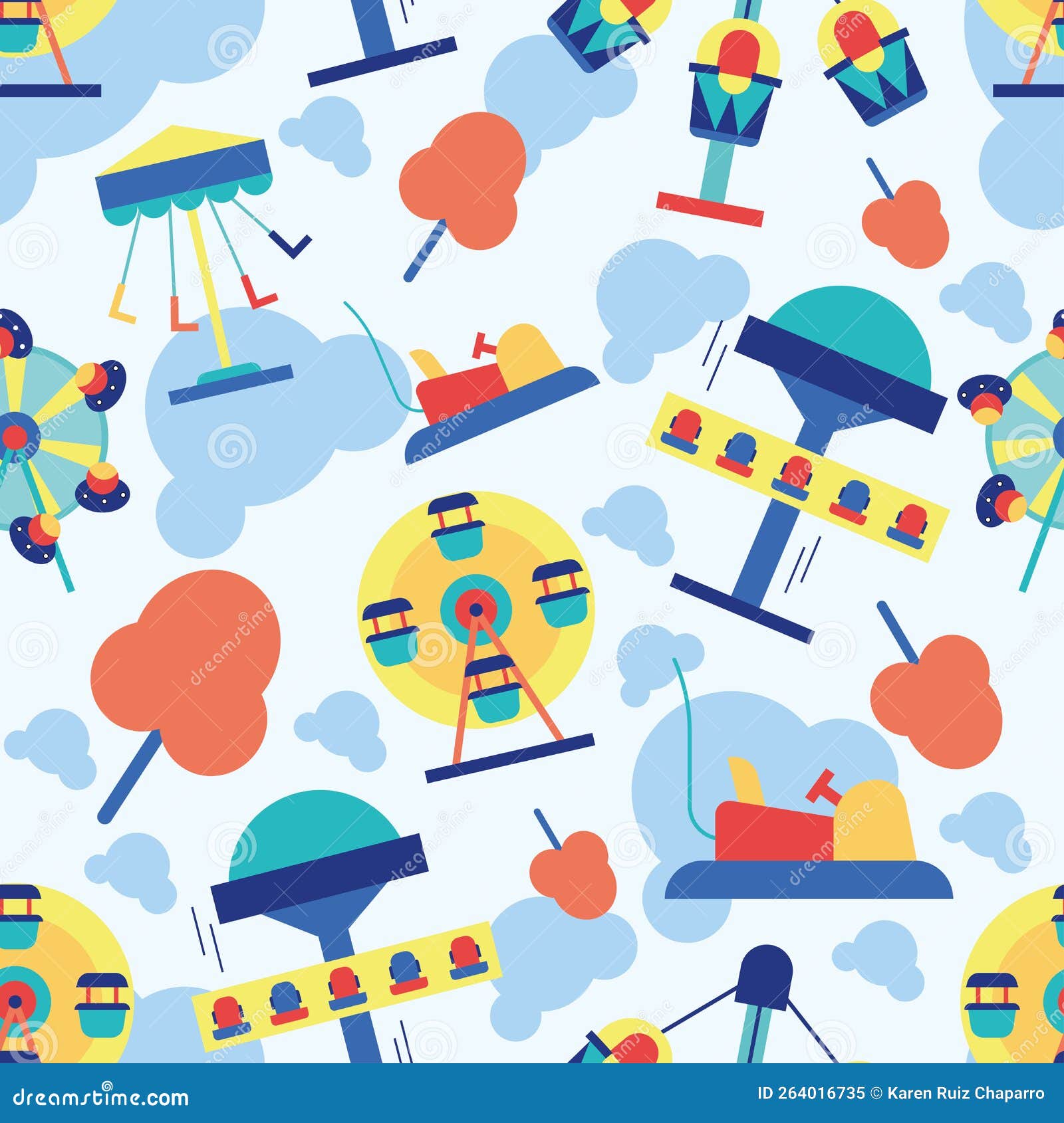 Seamless Pattern Background with Amusement Park Icons Vector Stock ...