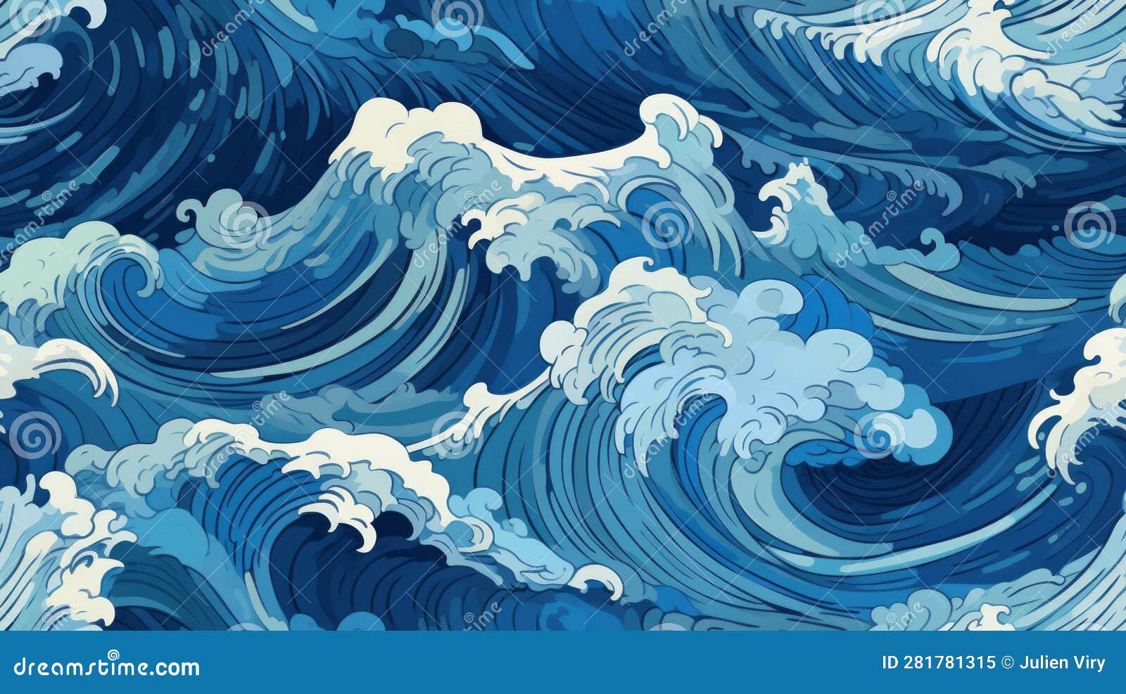 Seamless Pattern Background of Beautiful Blue Ocean Waves Stock ...