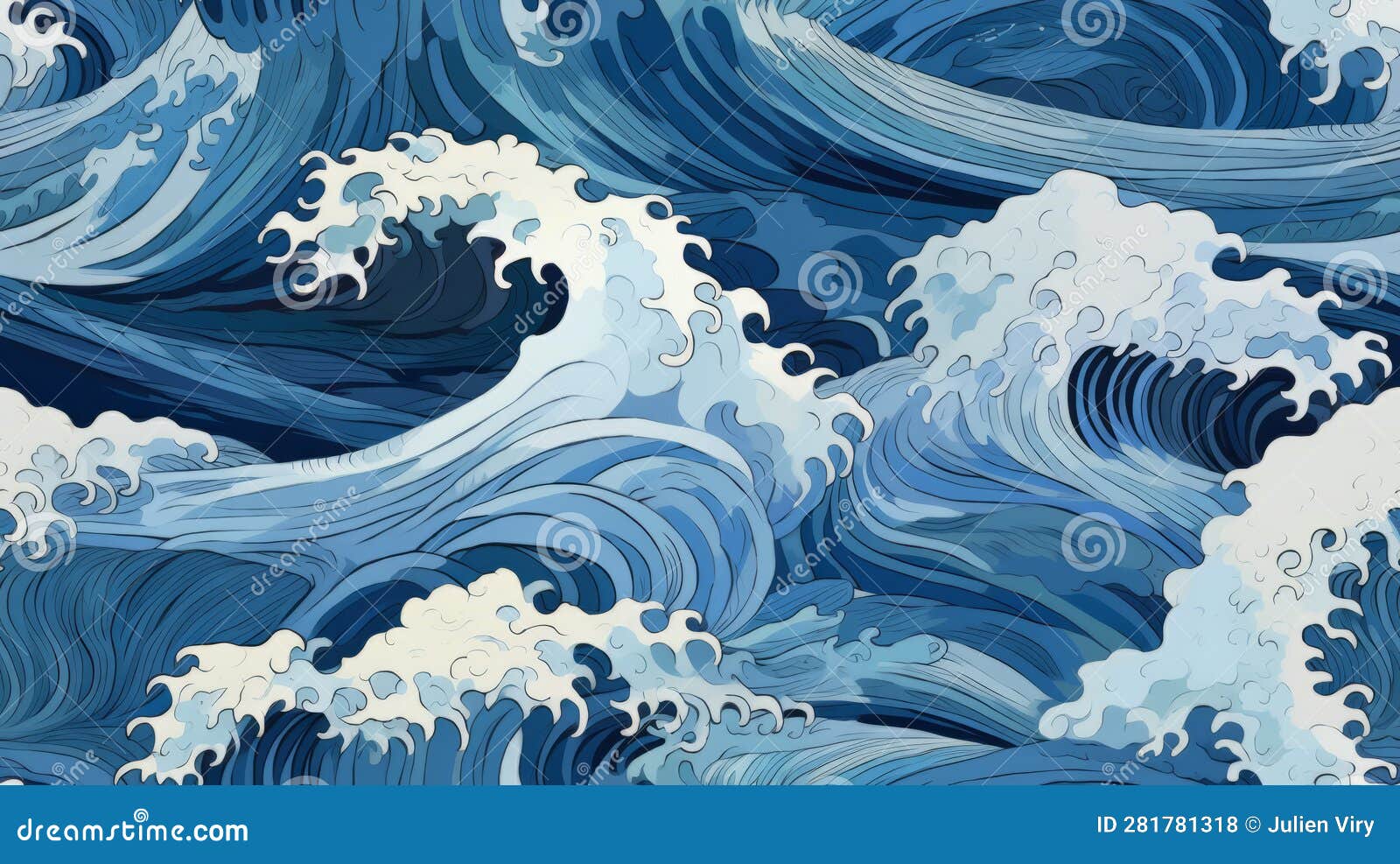 Seamless Pattern Background of Beautiful Blue Ocean Waves Stock ...