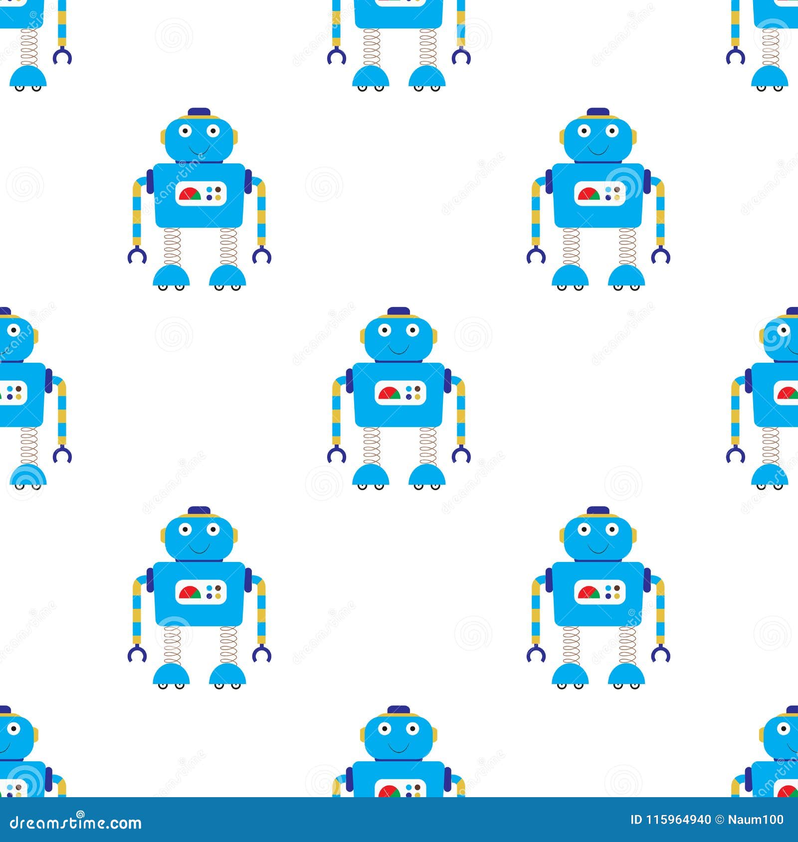 Seamless Pattern Background with Cartoon Robots Stock Vector ...