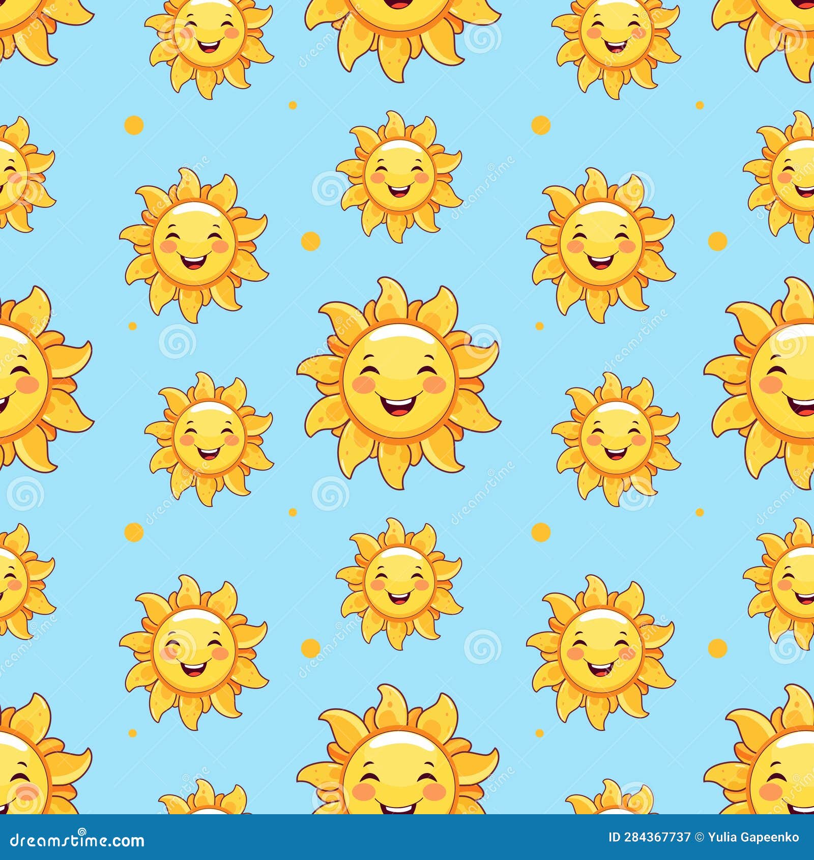 Seamless Pattern Background with Childish Sun. Vector Illustration ...